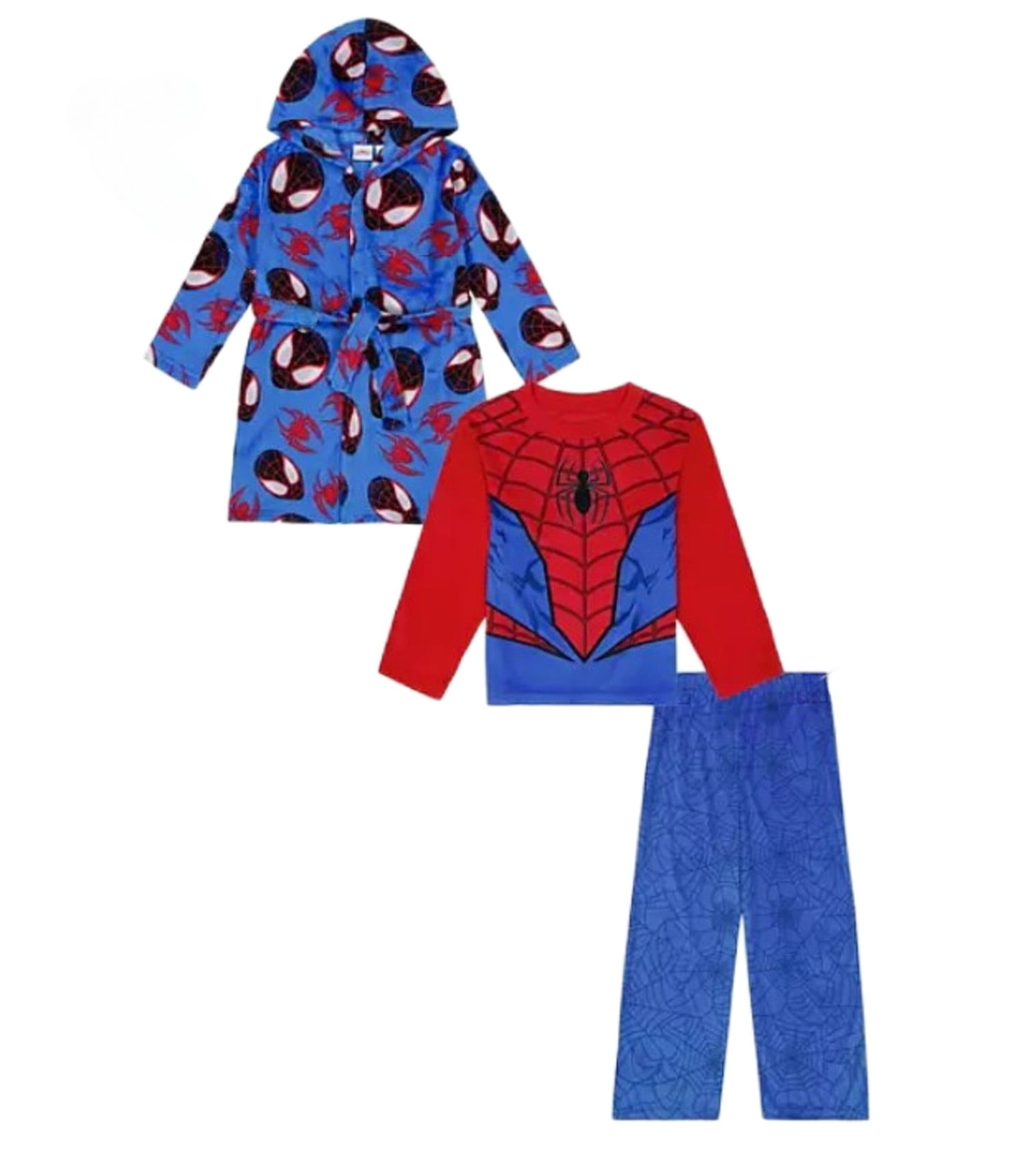 Spider-man Boy's Costume Style Pajama and Hooded Fleece Bathrobe Set ...