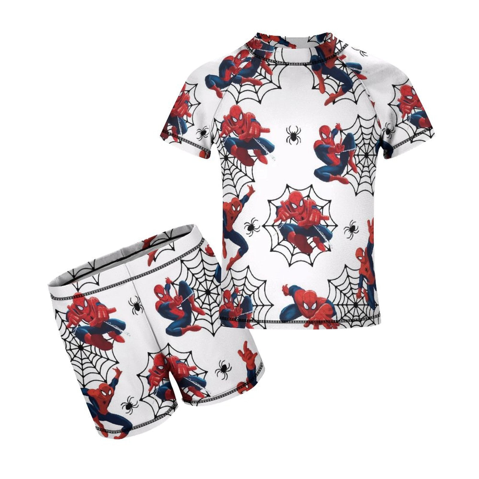 Spider-man Children's cartoon swimsuit set, short sleeved shorts top ...