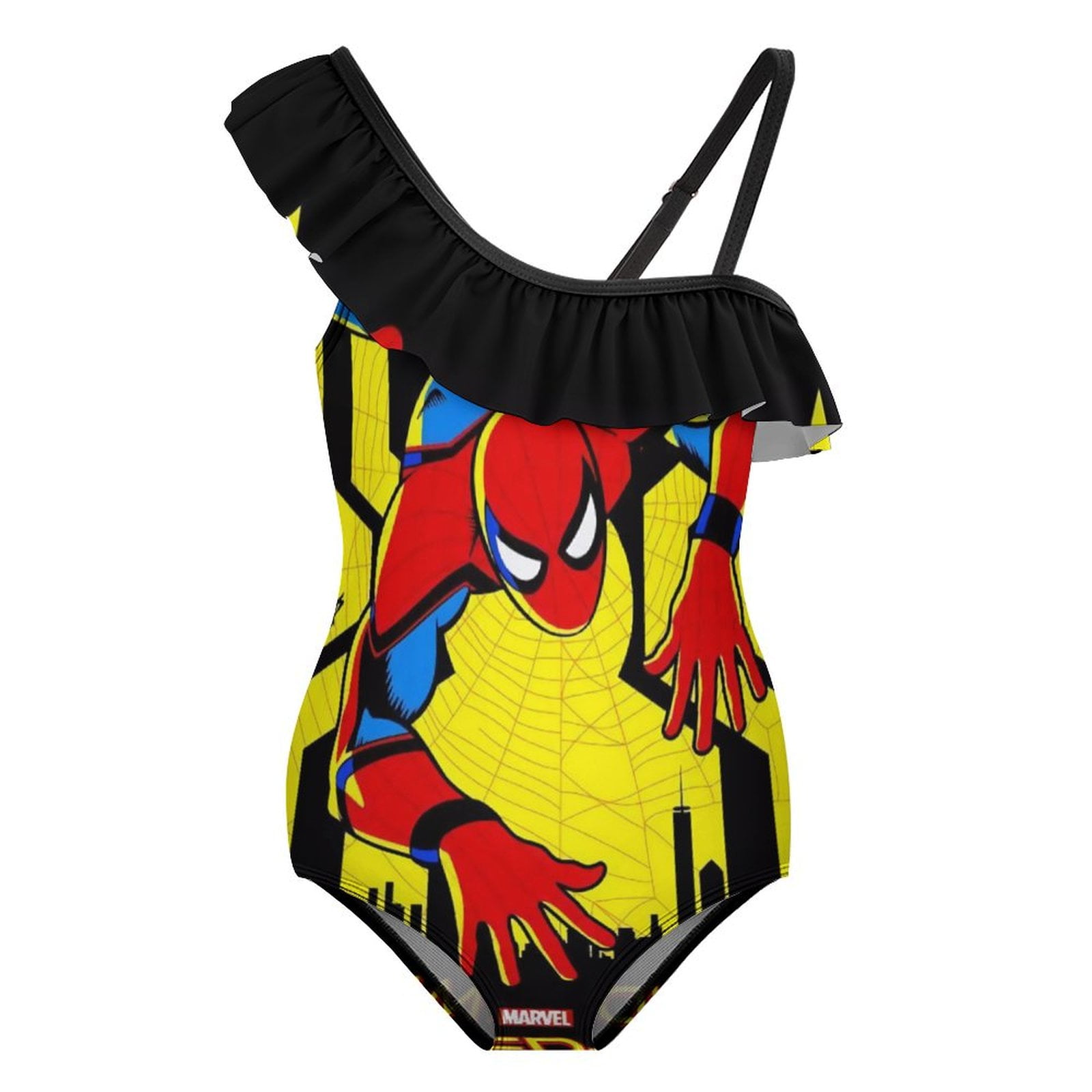 Spider-man Girls Swimsuit One Piece Swimsuits Ruffle Bathing Suit Kids ...