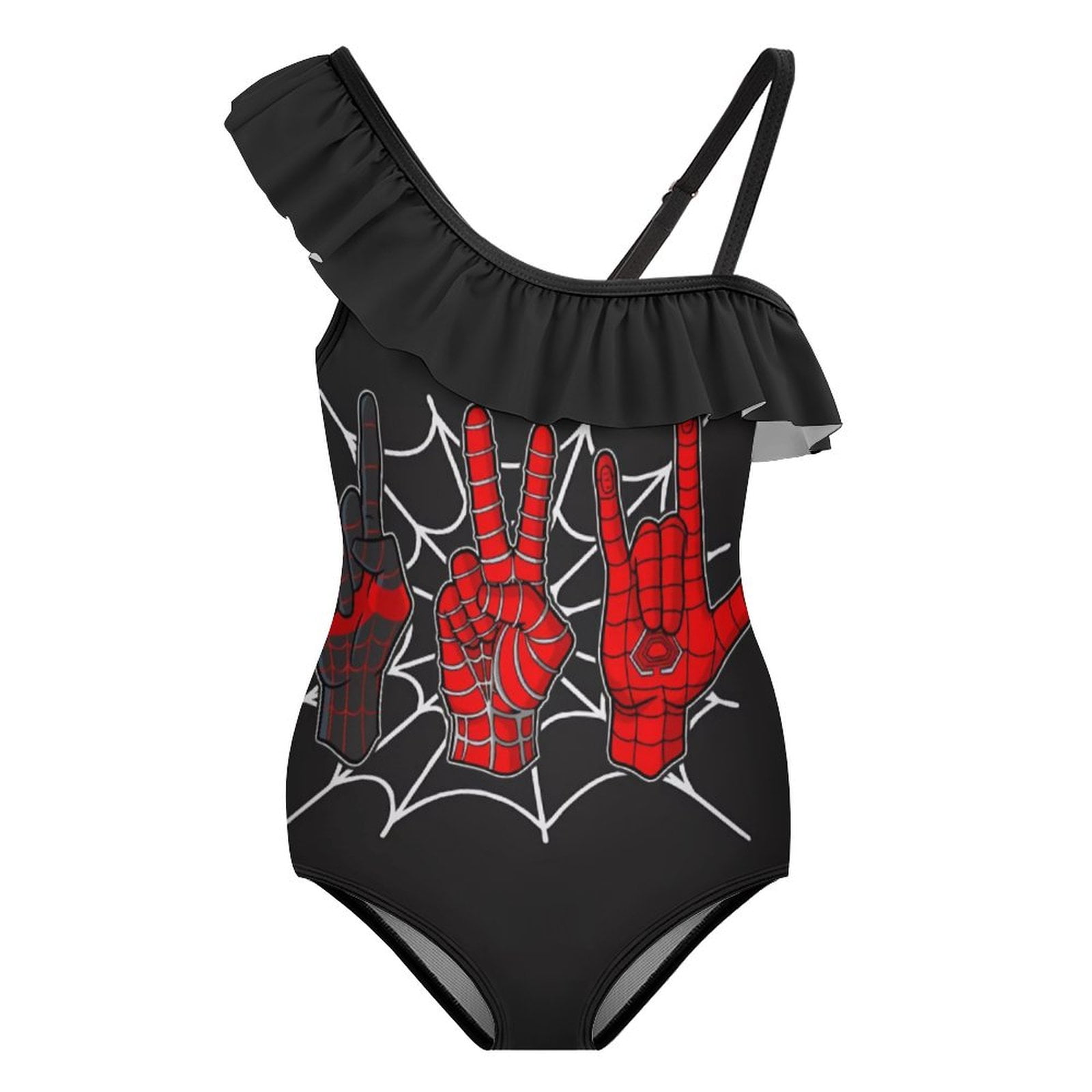 Spider-man Girls Swimsuit One Piece Swimsuits Ruffle Bathing Suit Kids ...