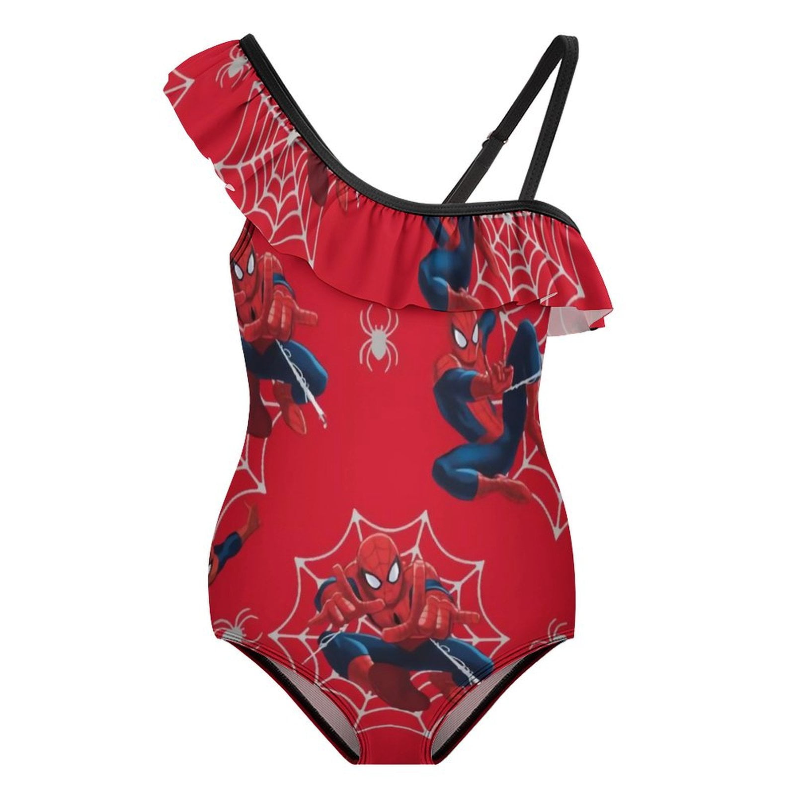Spider-man Girls Swimsuit One Piece Swimsuits Ruffle Bathing Suit Kids ...