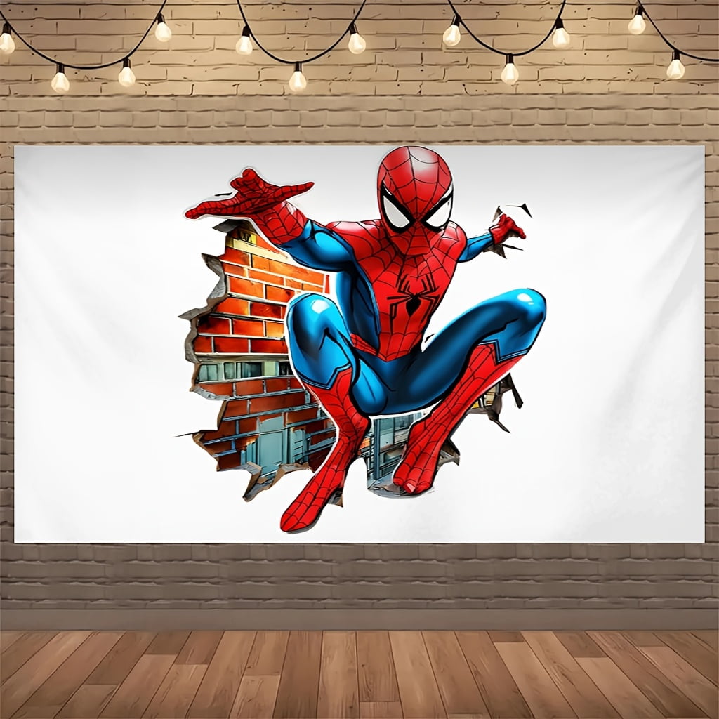 Spider-man cartoon-themed birthday flag background flag Children's ...