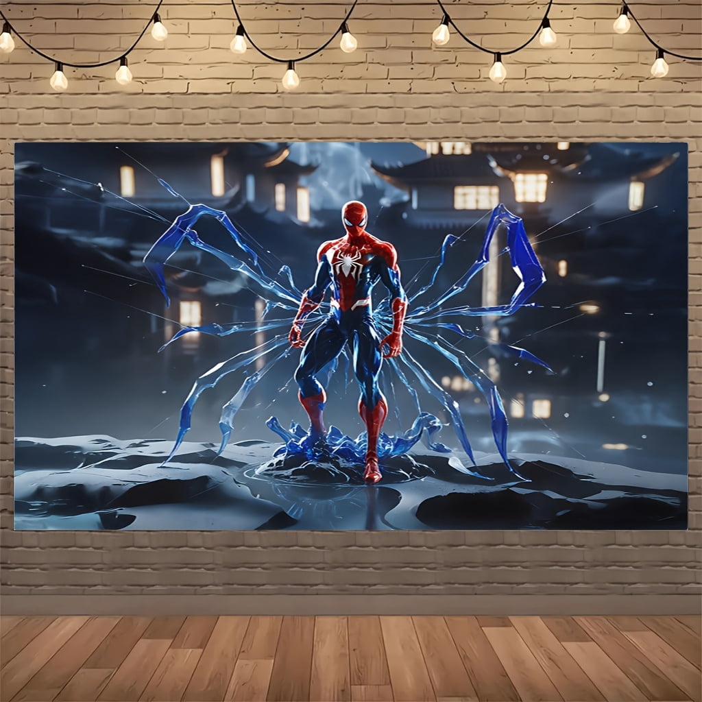 Spider-man cartoon-themed birthday flag background flag Children's ...