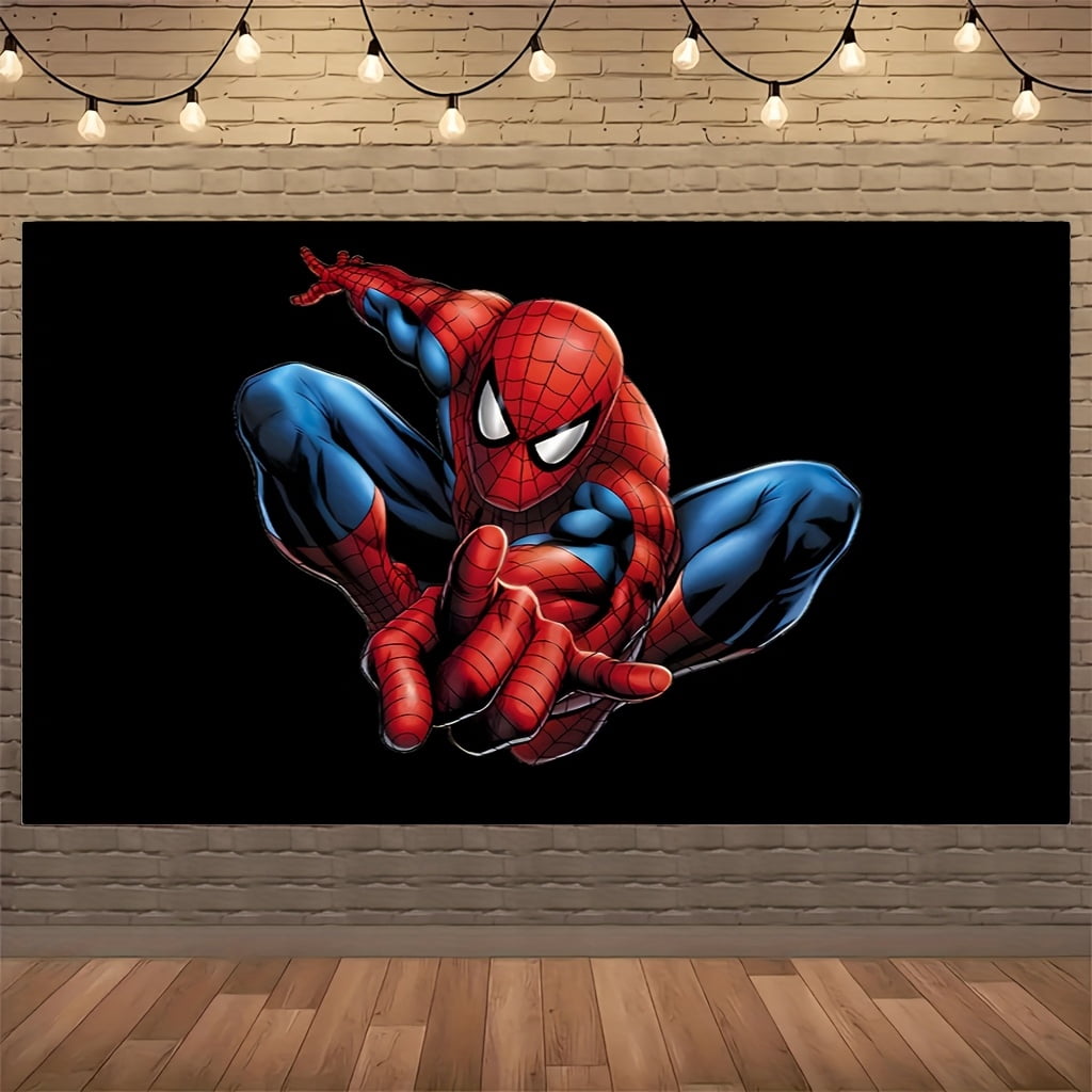 Spider-man cartoon-themed birthday flag background flag Children's ...