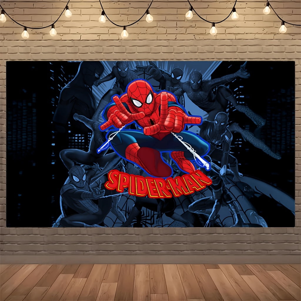 Spider-man cartoon-themed birthday flag background flag Children's ...