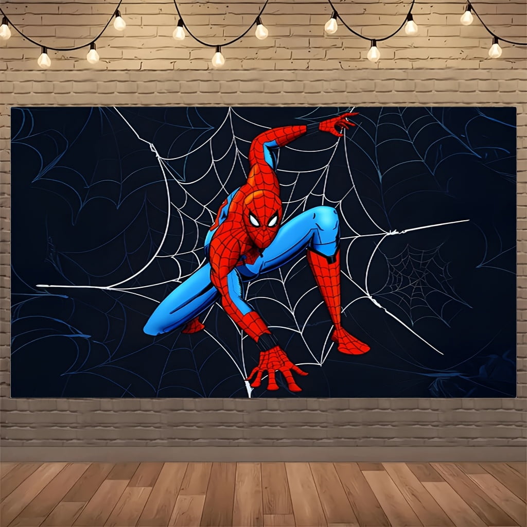 Spider-man cartoon-themed birthday flag background flag Children's ...
