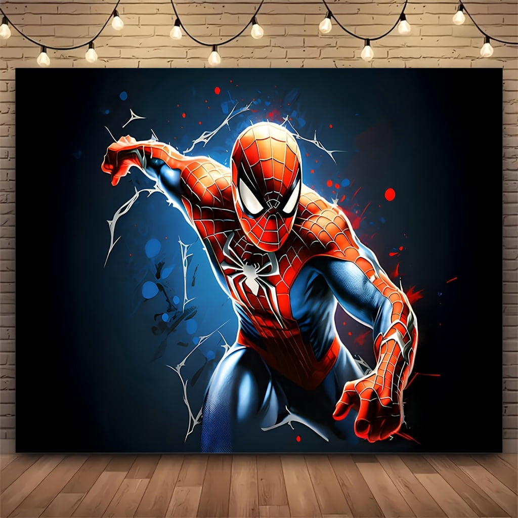 Spider-man cartoon-themed birthday flag background flag Children's ...