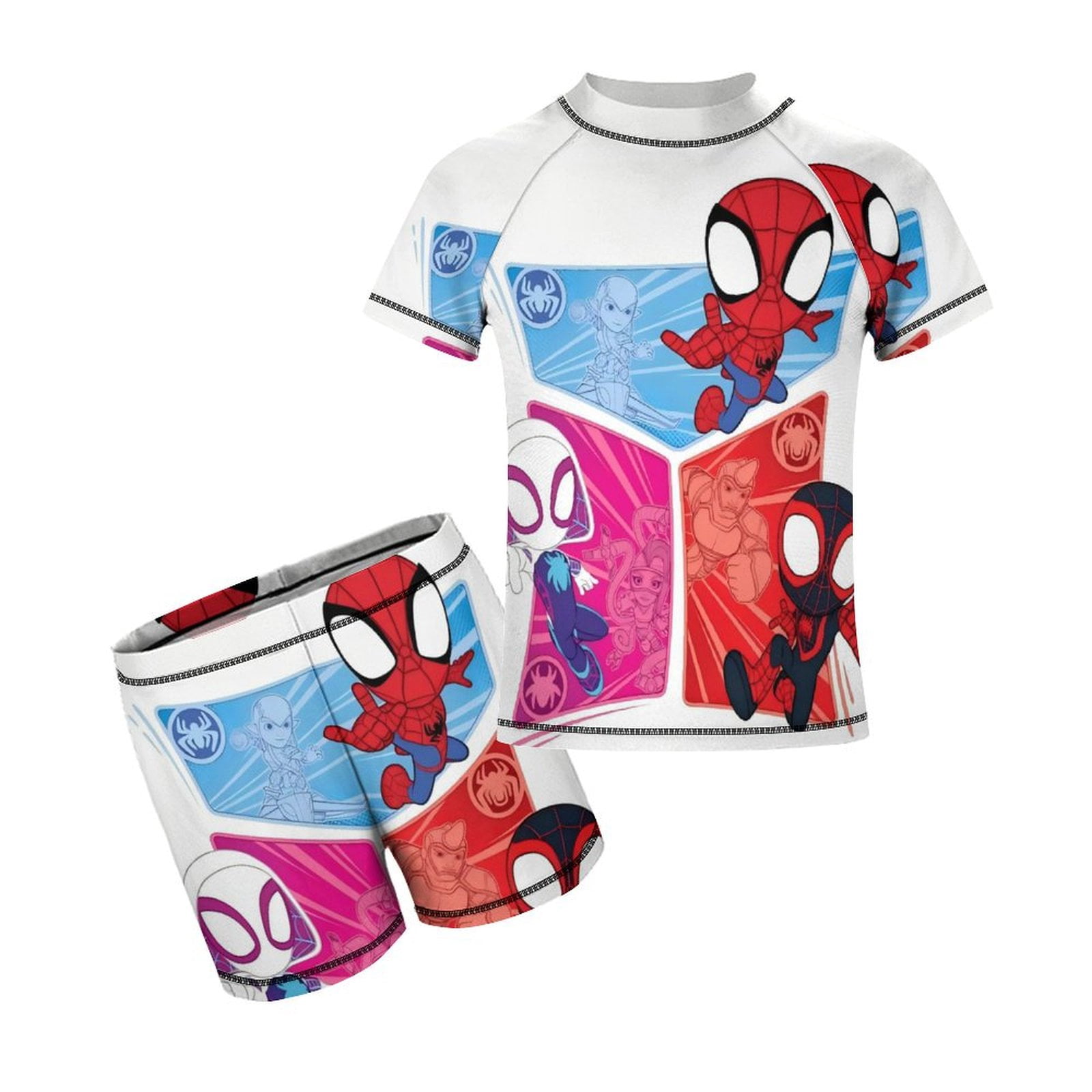 SpiderMan Boys 2 piece swimsuit set short sleeve 8-10Y（130cm）swimsuit ...