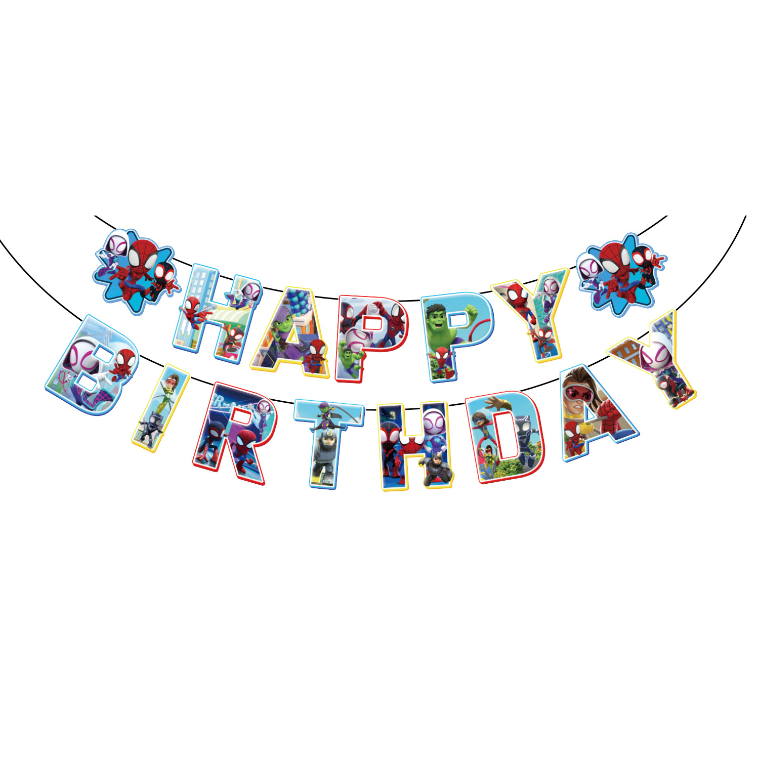 SpiderMan Happy Birthday Banner for Kids, Paper Party Decorations ...