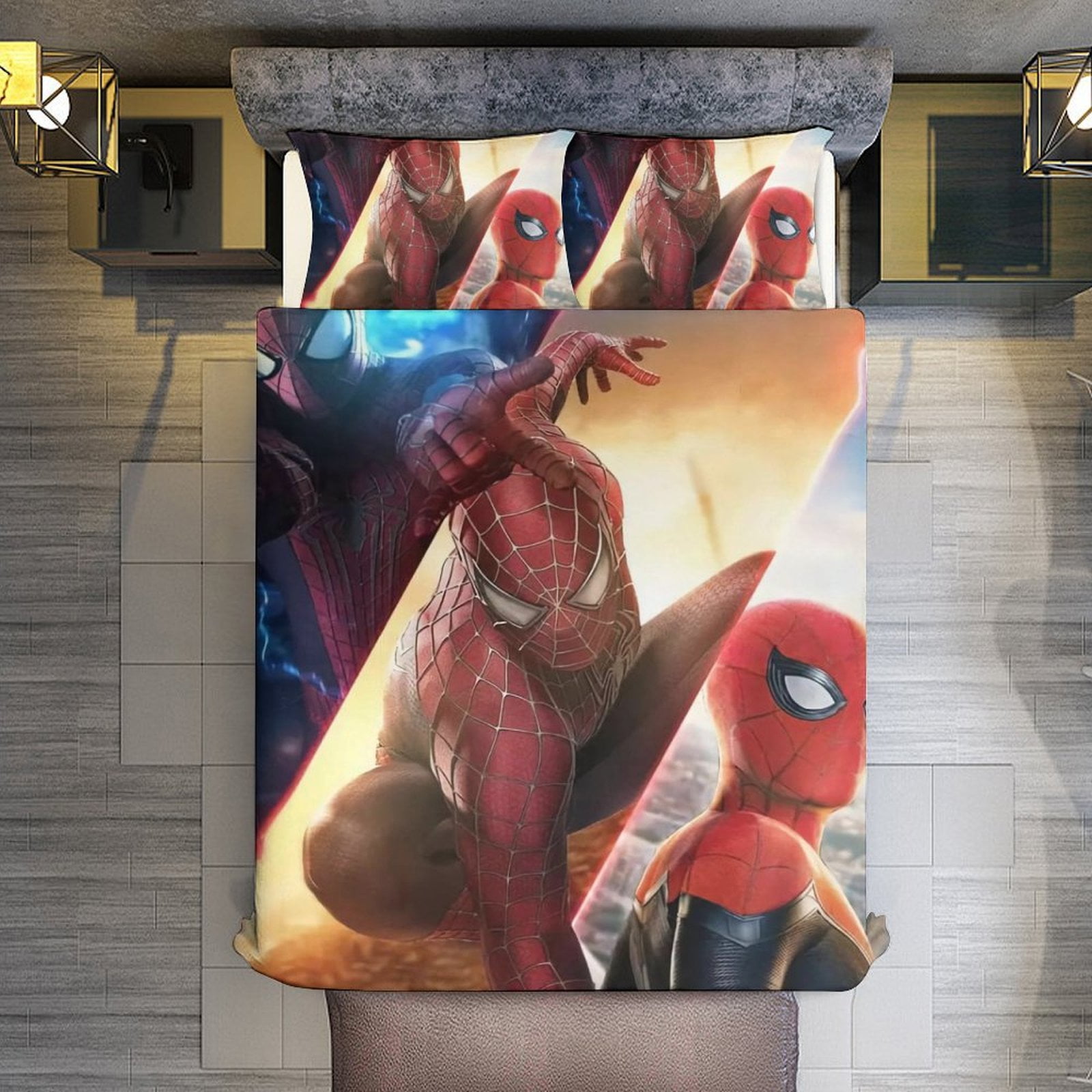 Spiderman Duvet Cover Set with 2 Pillowcases for All Seasons,Bedding ...