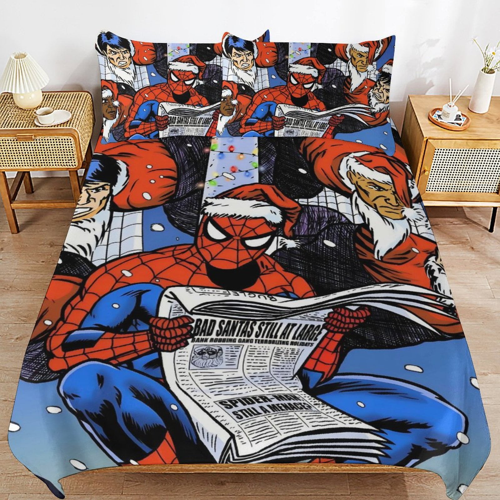 Spiderman 3-piece double bedding set with quilt cover and pillows for ...