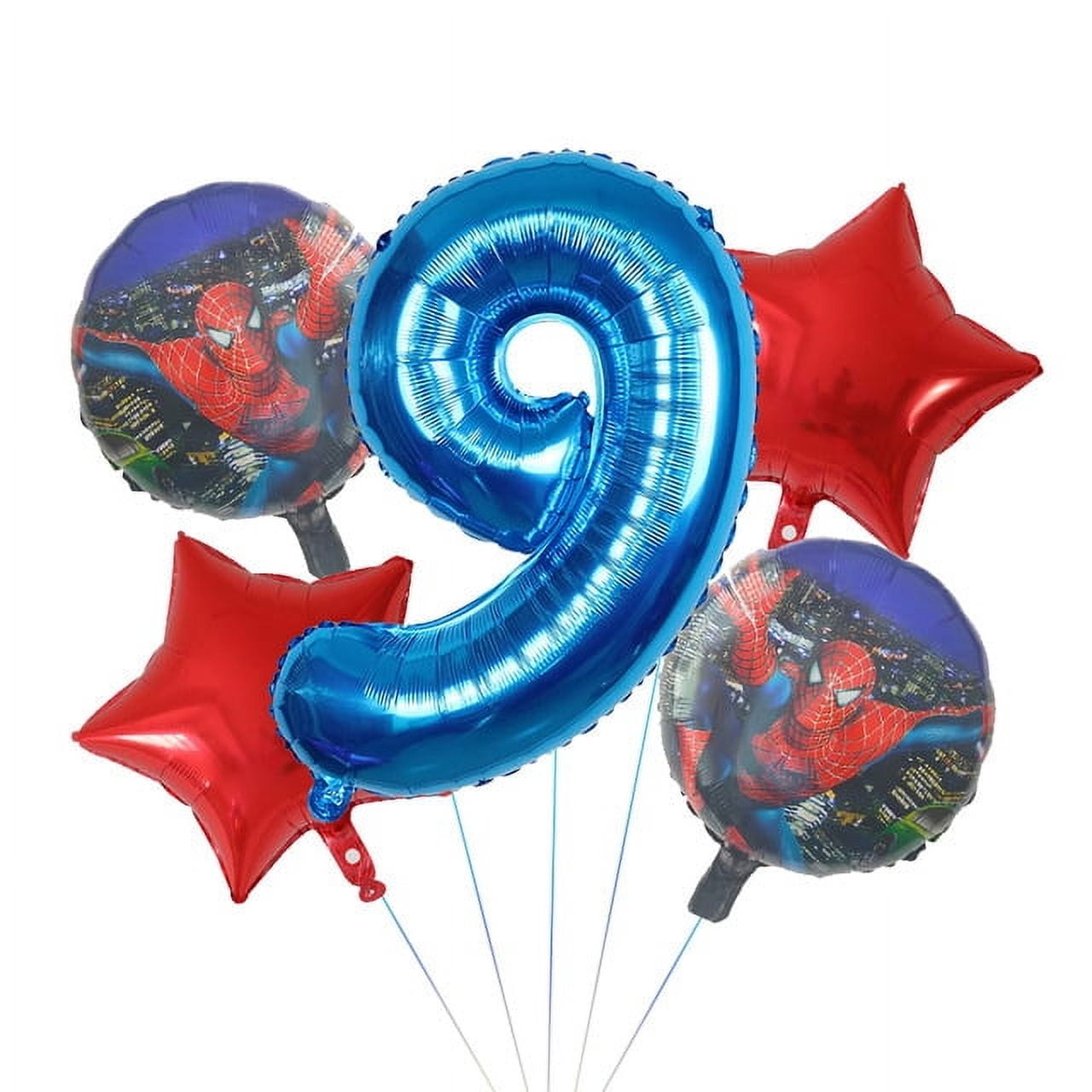 Spiderman 9th Birthday Party Balloons Blue Red Foil Set Balloons ...