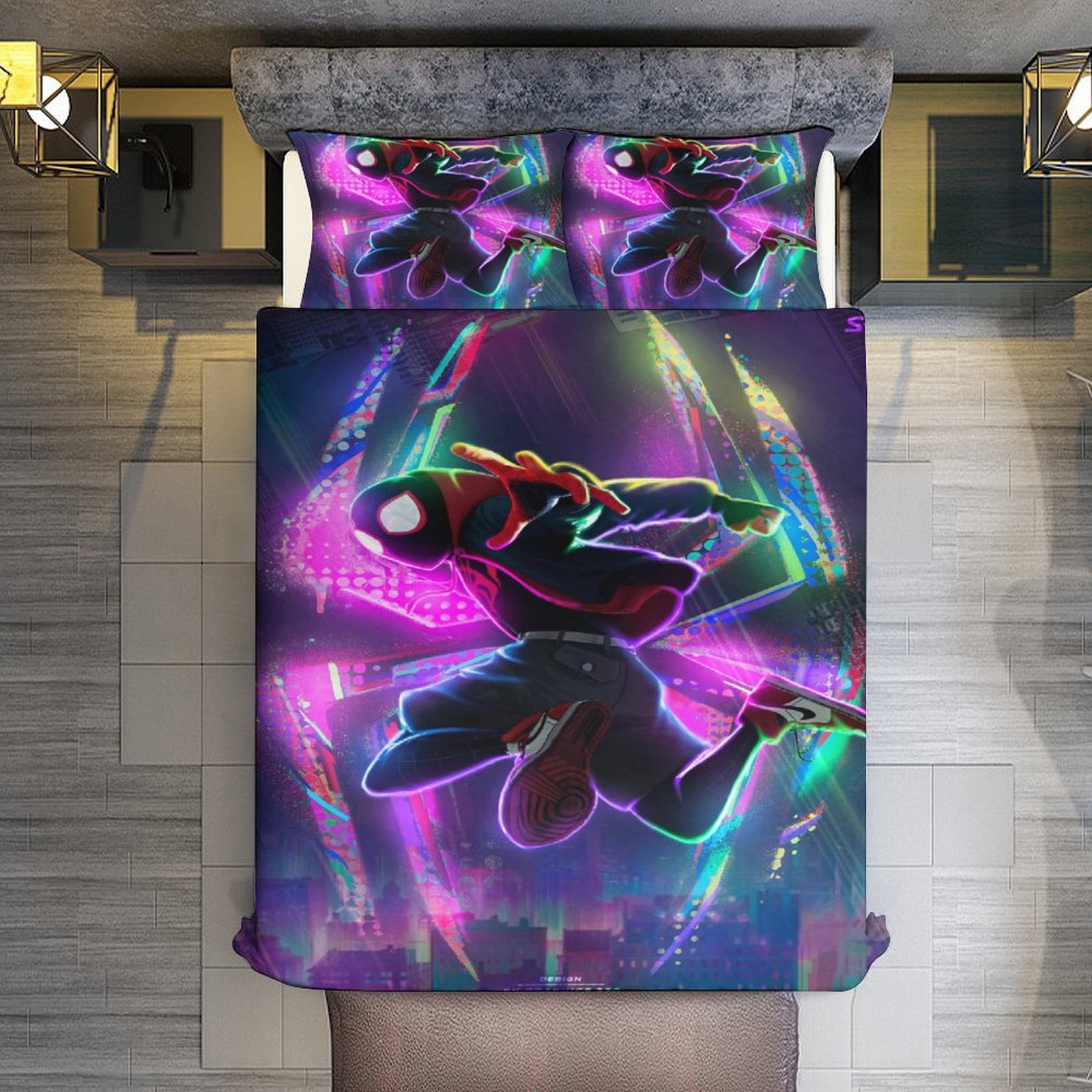 Spiderman Across The Spiderverse Wallpaper Bedding Duvet Cover Queen ...