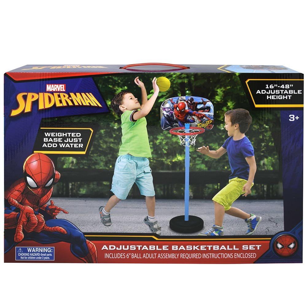 Marvel Spiderman Adjustable Outdoor Basketball Hoop Set with 6' Ball ...