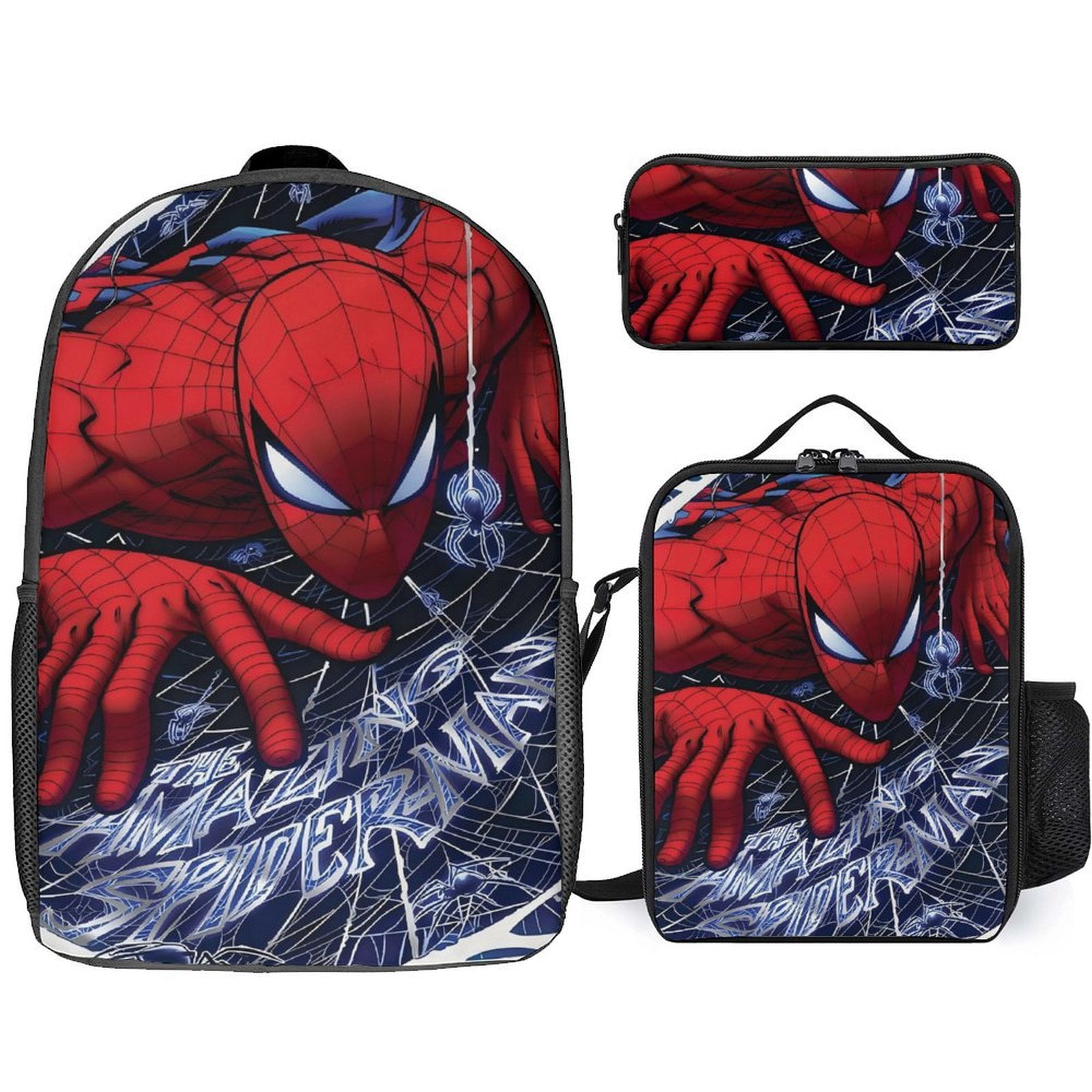 Spiderman Backpack Messenger Bag Lunch Bag Pencil Case Set 17 Inch ...
