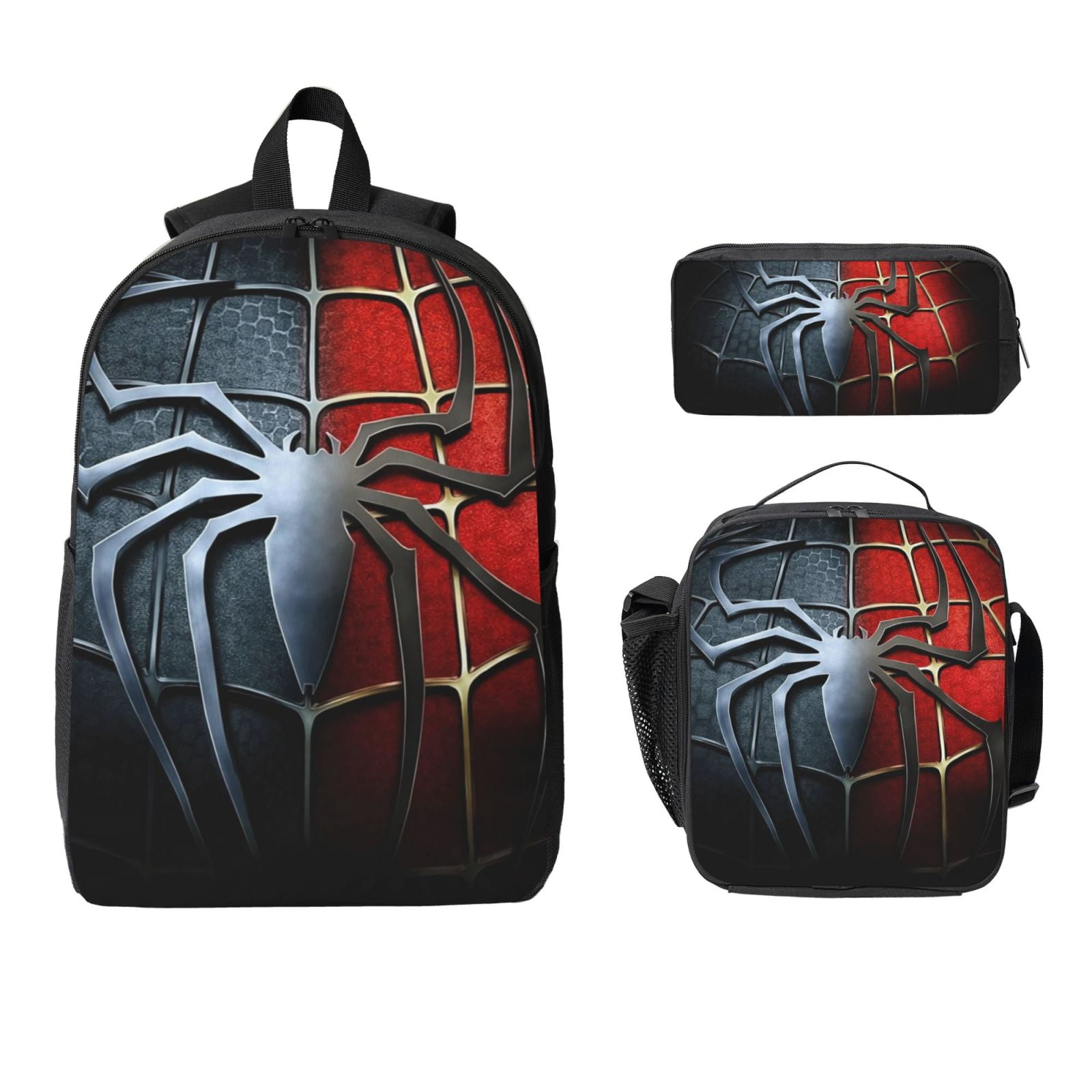 Spiderman Backpack With Lunch Bag Box And Pencil Case Spider Man ...