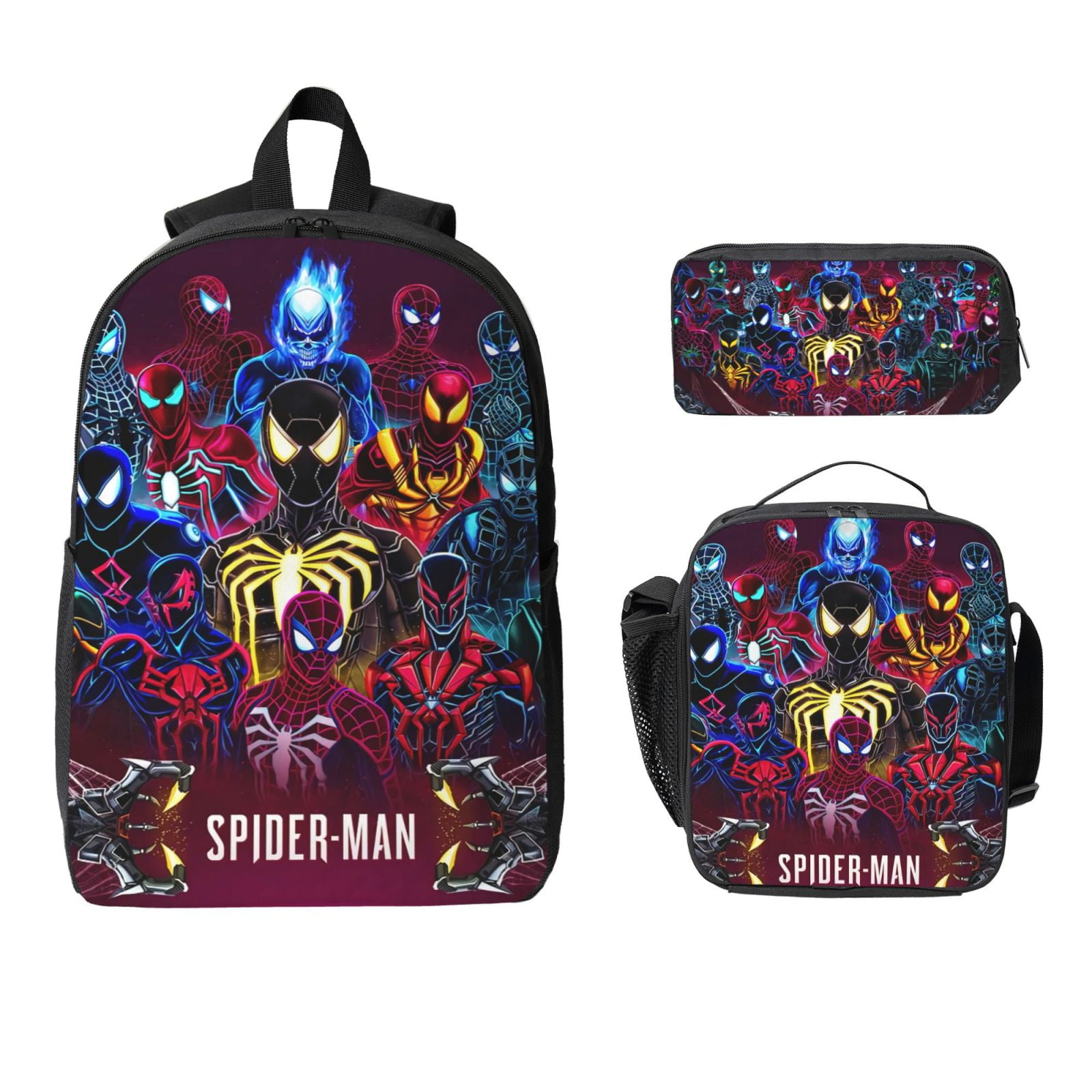 Spiderman Backpack With Lunch Bag Box And Pencil Case Spider Man ...