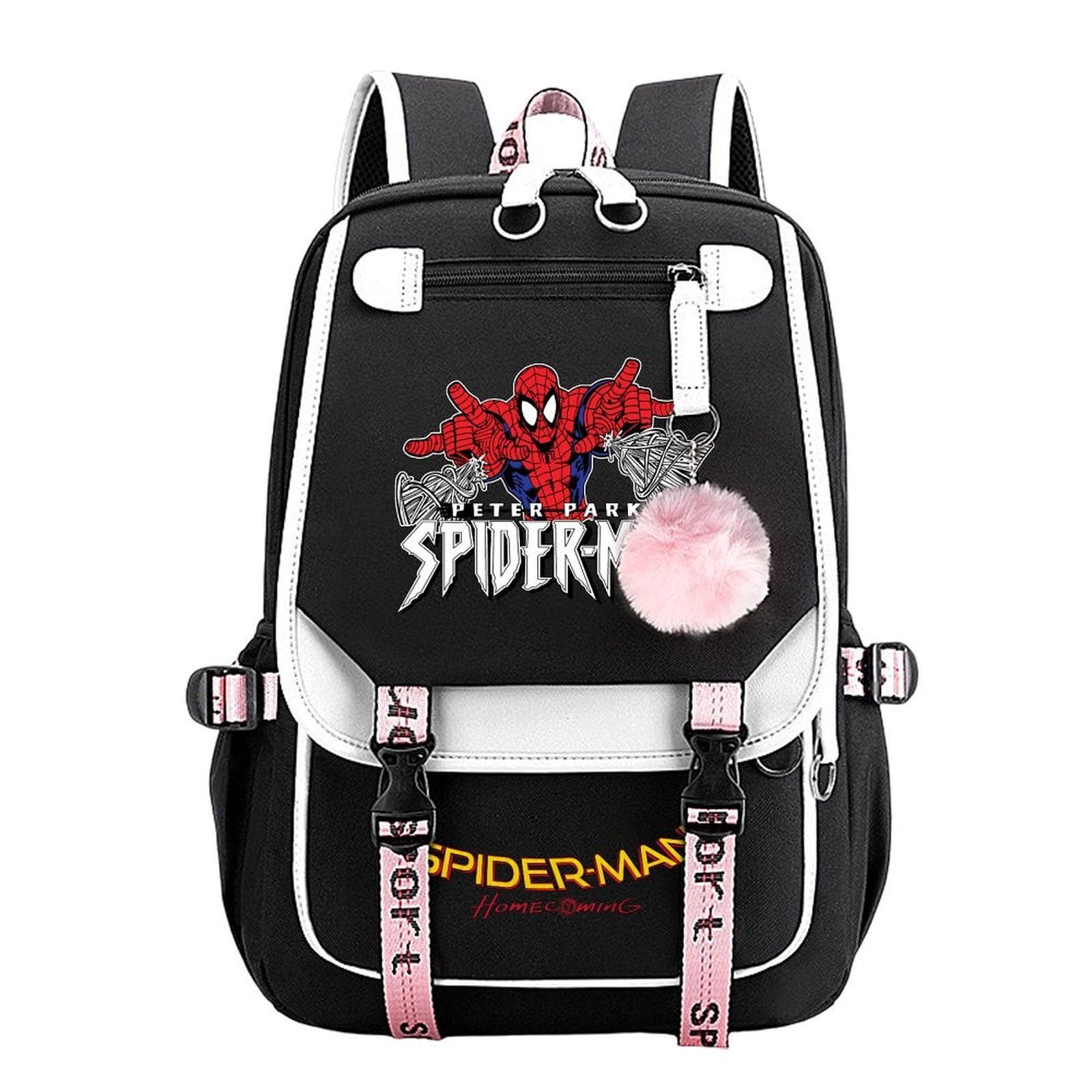 Spiderman Backpack with Plush Pendant, 18inch Waterproof Anime Backpack ...