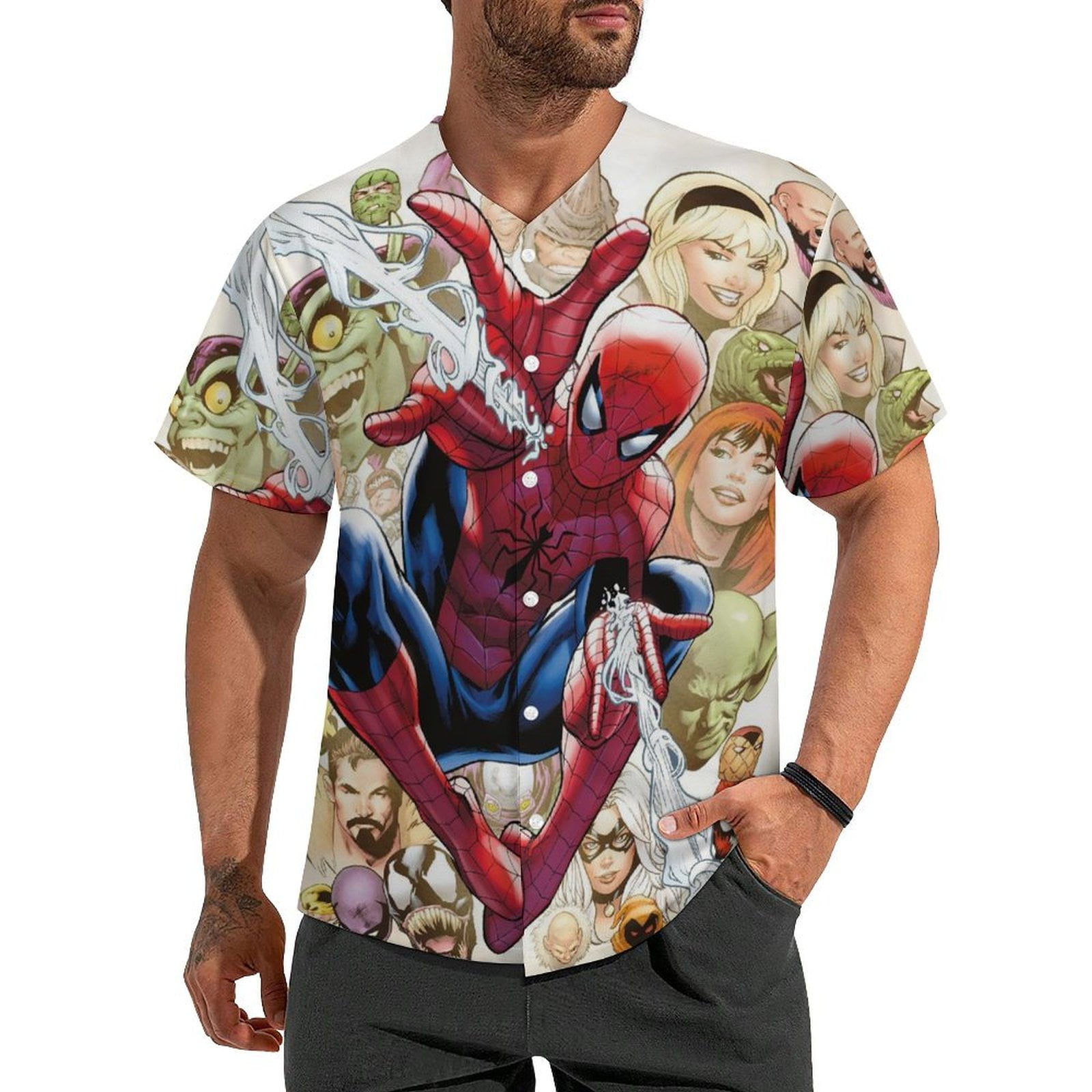 Spiderman Baseball Jersey Button Down Personalized T-shirt Sports Fans ...