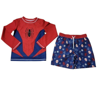 Marvel Spiderman Boys’ Rash Guard Set – Spider-Man Kids’ UPF 50+ Swim ...