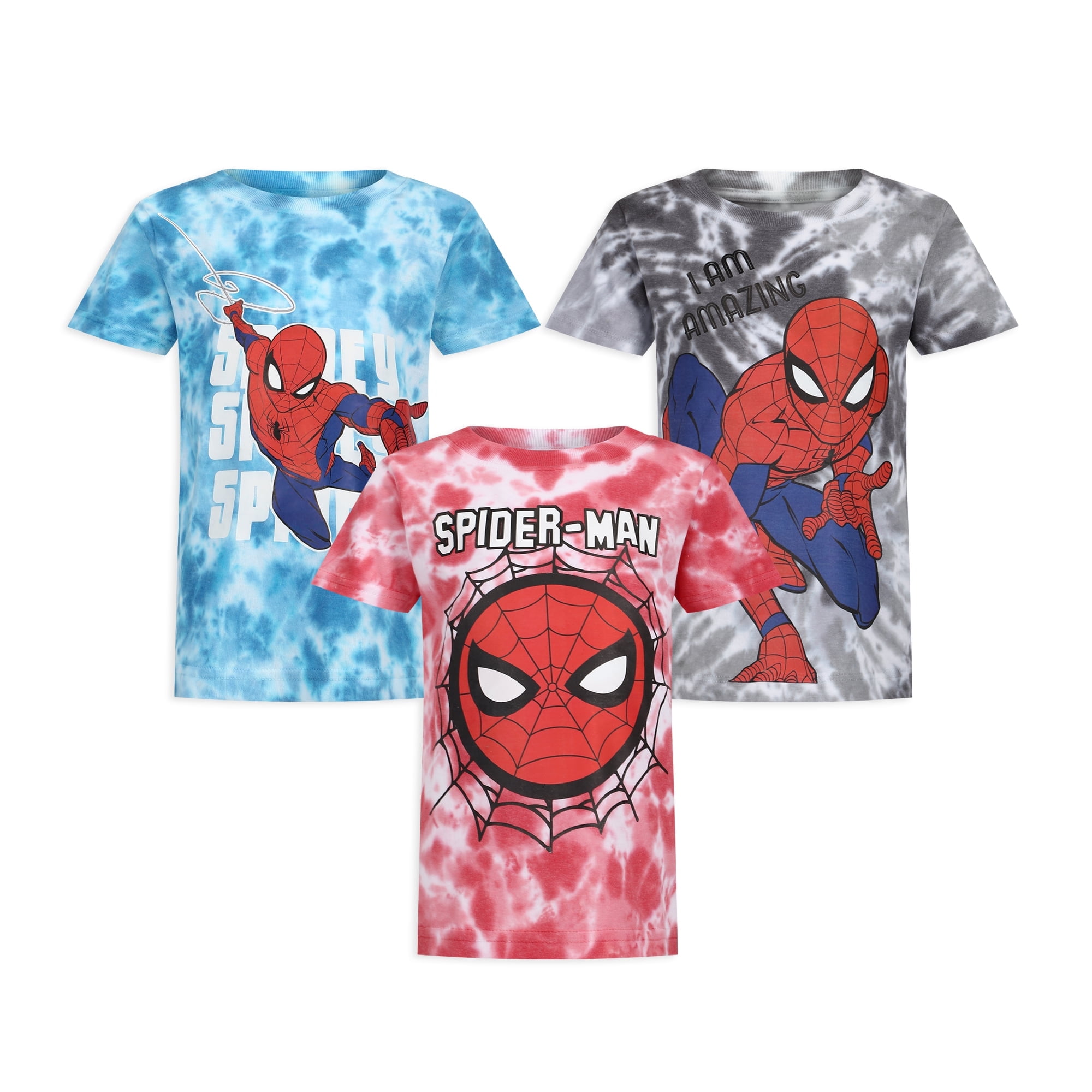Spider-Man Boys 3 Pack Tie Dye Short Sleeve T-Shirts for Toddlers ...