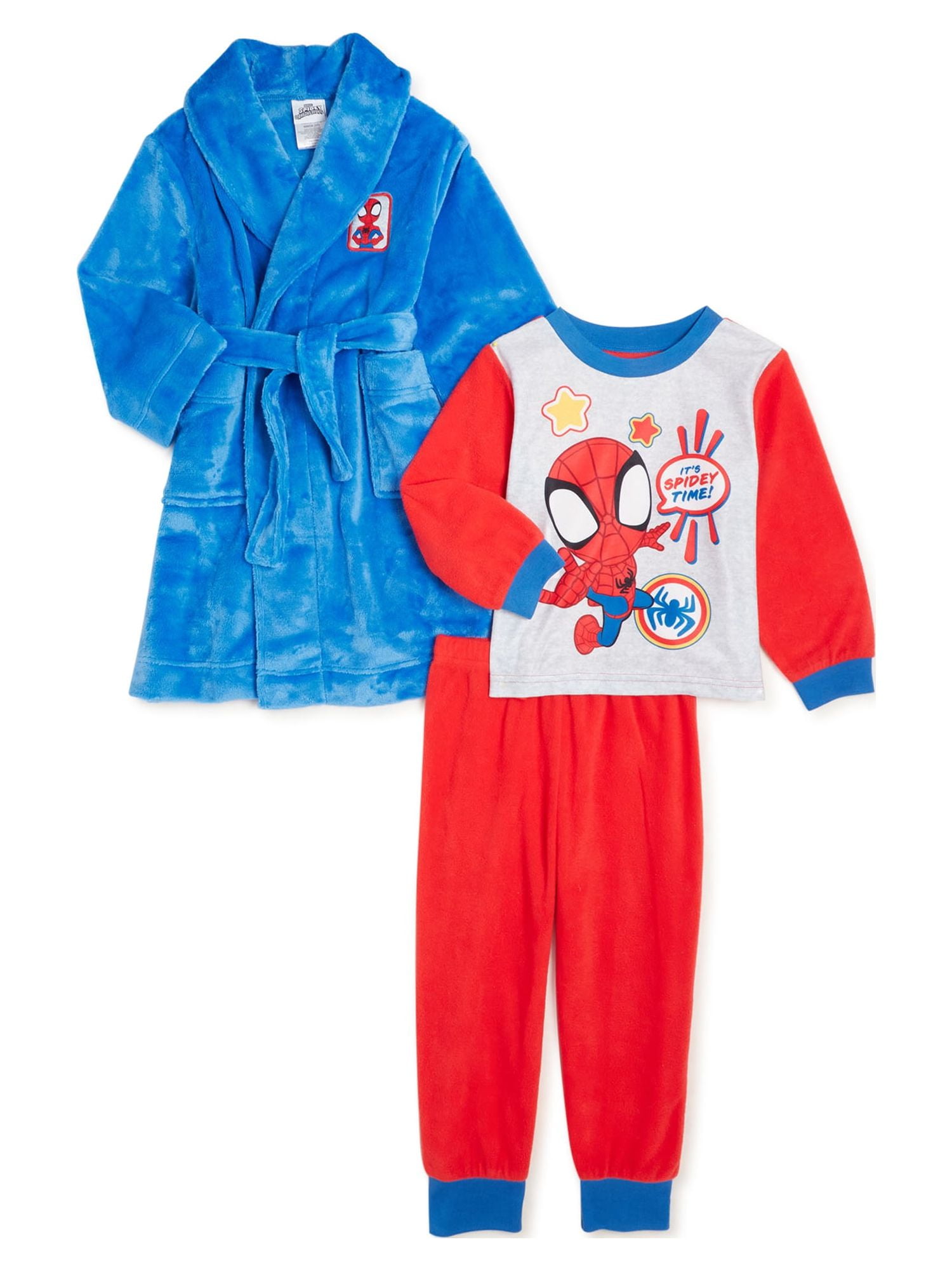 Spiderman Boys Long Sleeve Top, Pants and Robe, 3-Piece Pajama Set ...