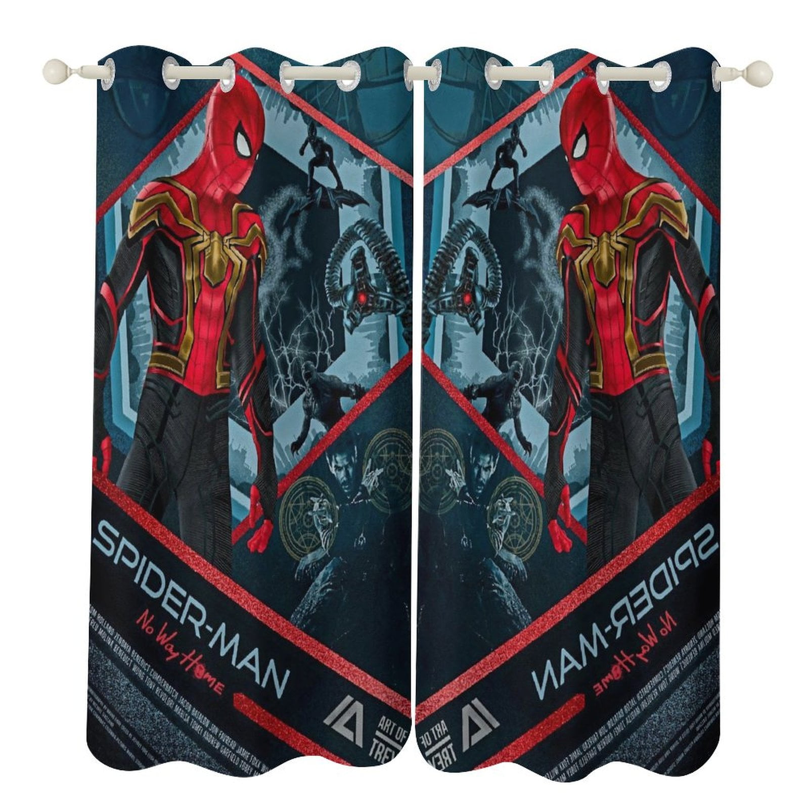 Spiderman Curtains,Blackout Curtains for Bedroom,2 Thick Layers Total ...