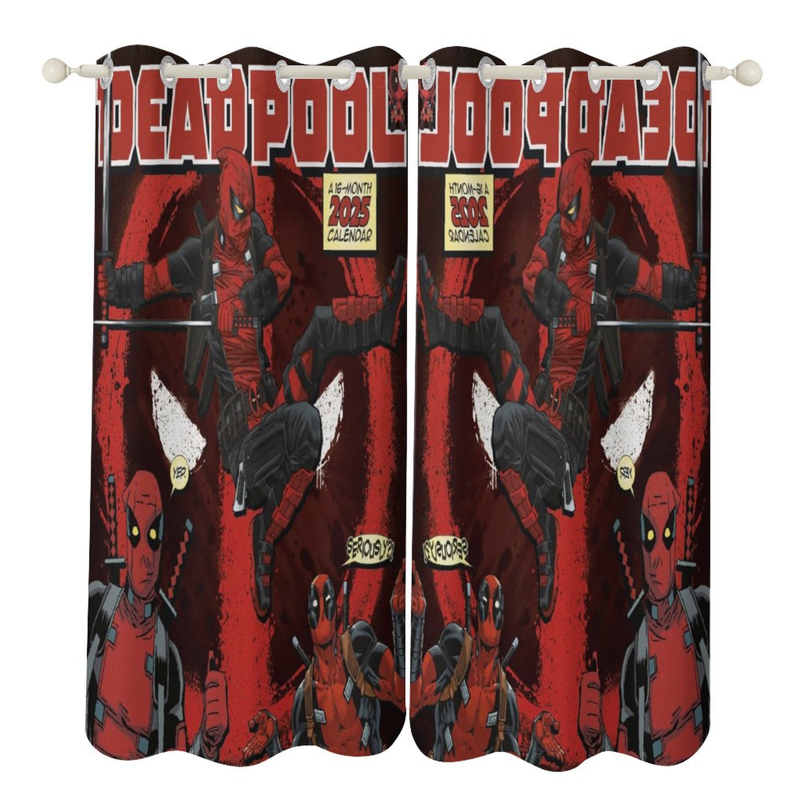 Spiderman Deadpool Kids Curtains 52 X 72 Inch,Cartoon Blackout Curtains ...
