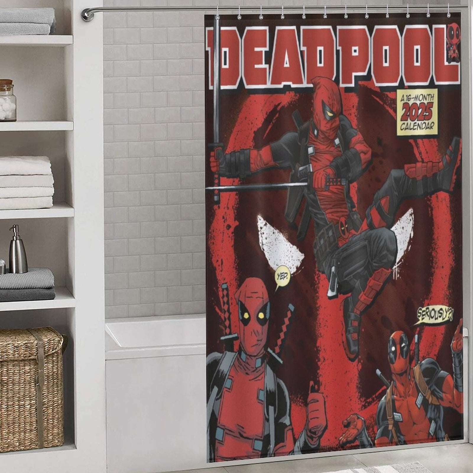 Spiderman Deadpool Shower Curtains for Bathroom,Shower Curtain,Cartoon ...
