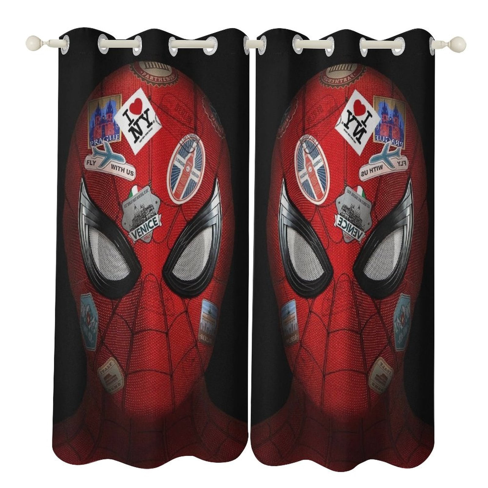 Spiderman Face Kids Curtains 52 X 84 Inch,Cartoon Blackout Curtains ...