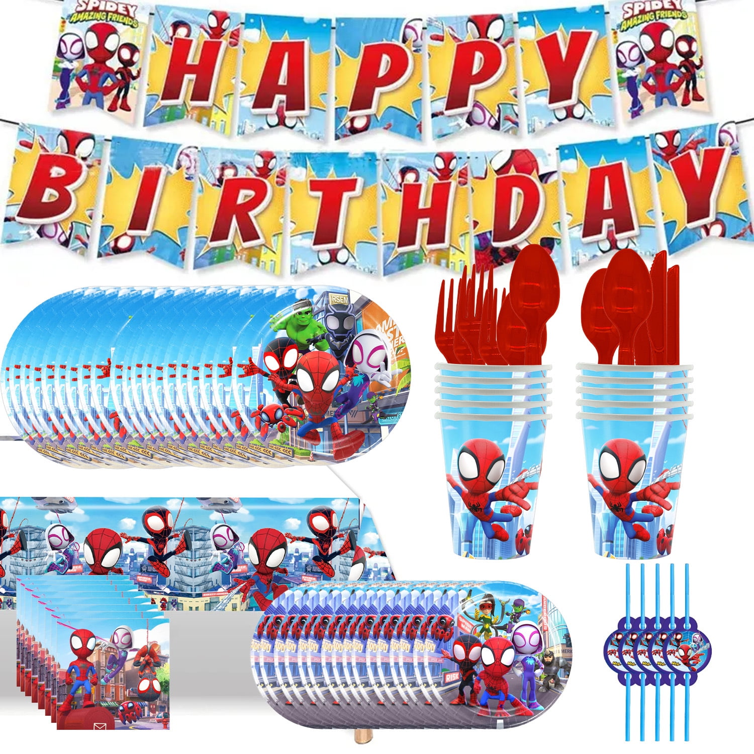 Spiderman Happy Birthday Decorations - Birthday Party Supplies, Banners ...