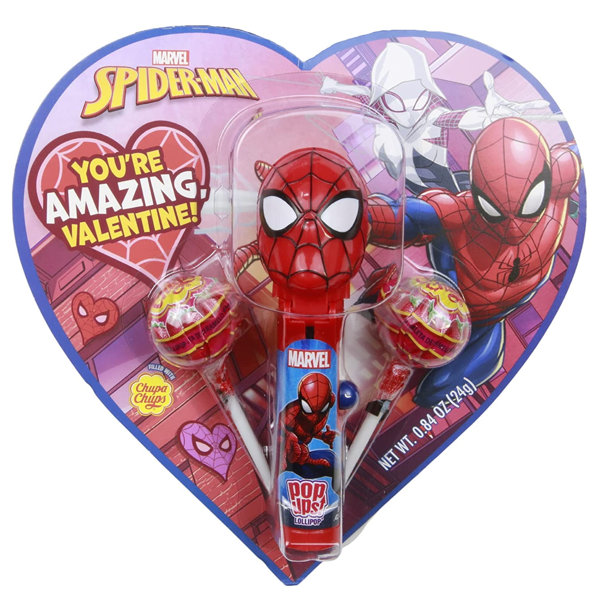 Imaginings 3 Spiderman Heart Pop-Up Candy Holder, Strawberry Lollipops ...