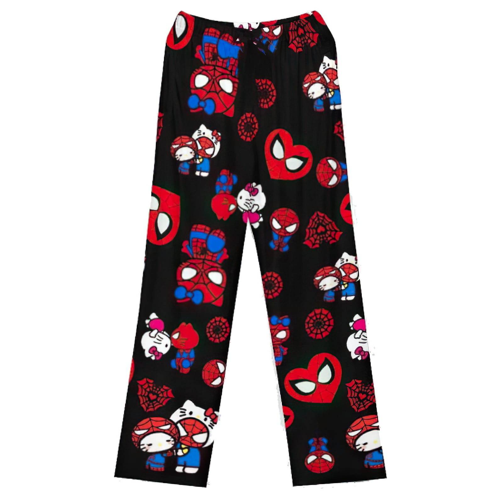 Spiderman Hello Kitty Pajama Pants Cute Cartoon Sleep Bottoms Couple ...