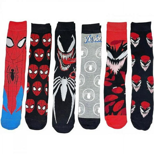 Spiderman Marvel Adult Crew Socks, 6-Pack for Men - Walmart.com