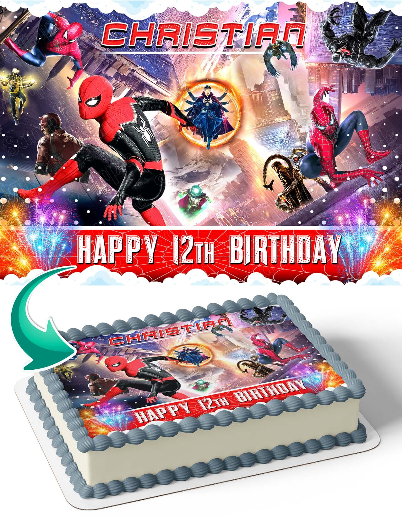 Spiderman No Way Home Doctor Strange Venom Dare Devil Edible Image Cake ...