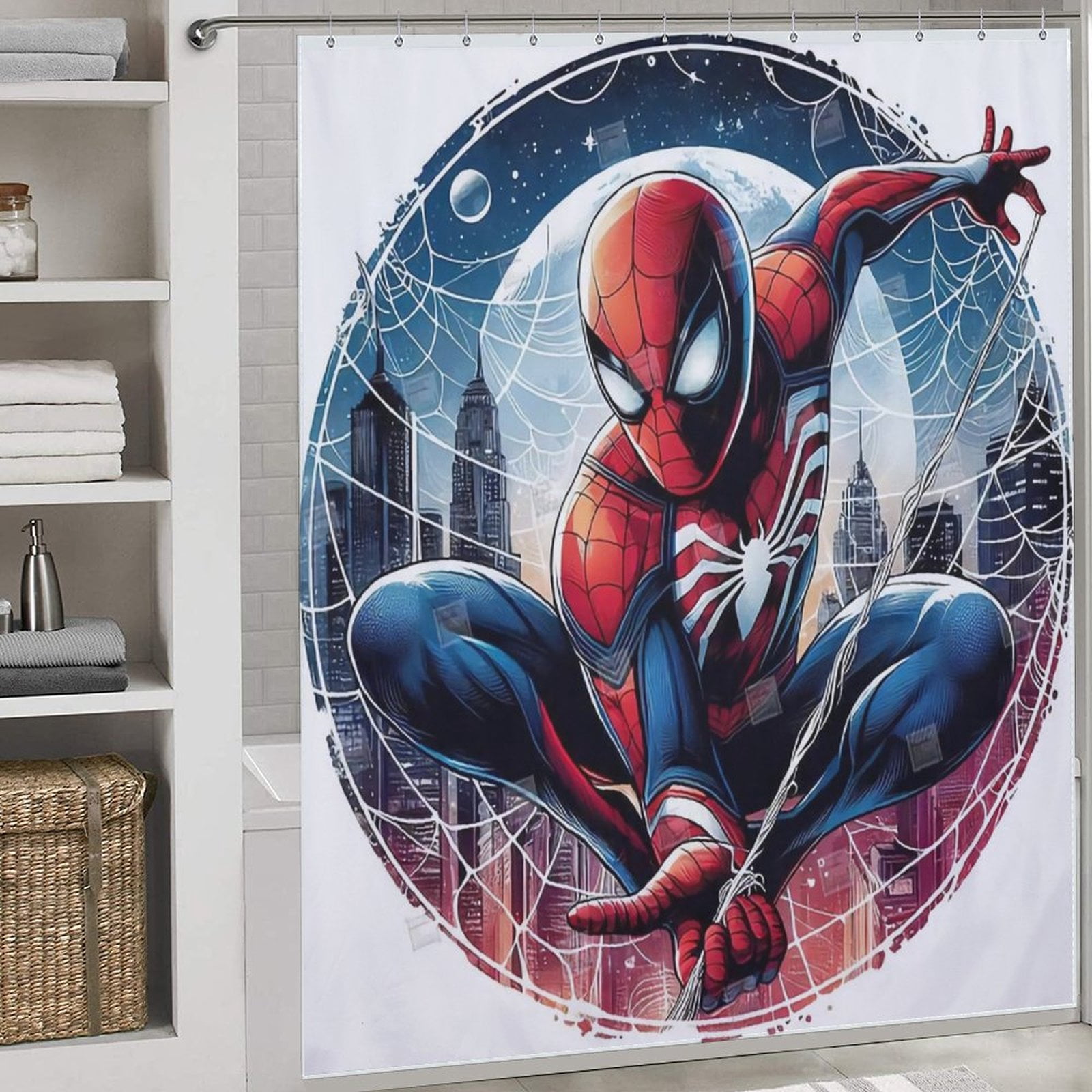 Spiderman PNG Shower Curtain,Waterproof Design and Polyester,Quick ...