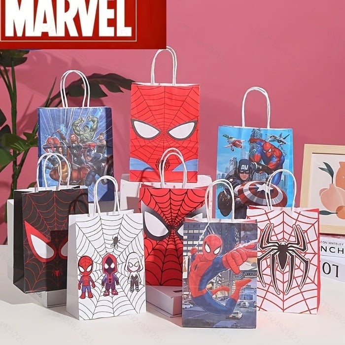 Spiderman Party Bags 7pc - Kids Birthday Favors Gift Goodie Treat Bags ...