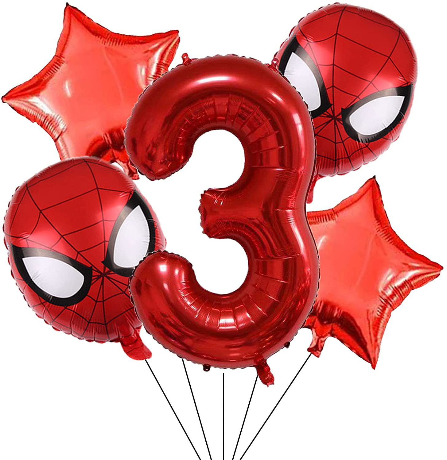 Spiderman Party Balloon Add‑On Kit — 15 Spider‑Man Head Balloons, Star ...