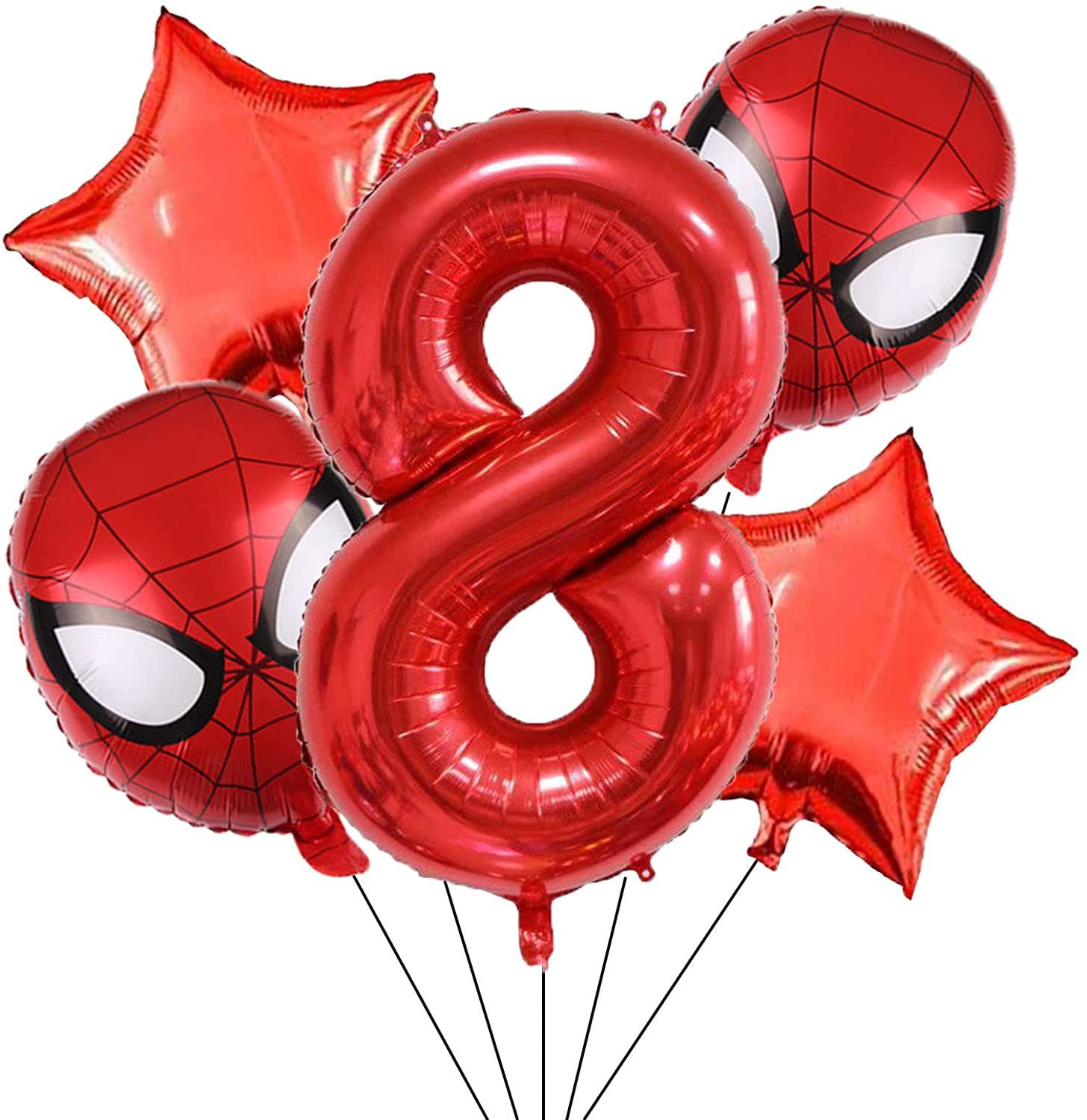 Spiderman Party Balloon Add‑On Kit — 20 Spider‑Man Head Balloons, Star ...