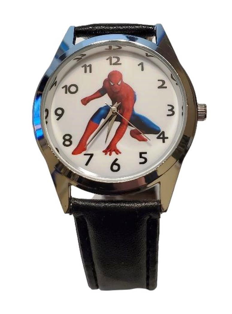 Spiderman Quartz Black Leather Band Watch - Walmart.com