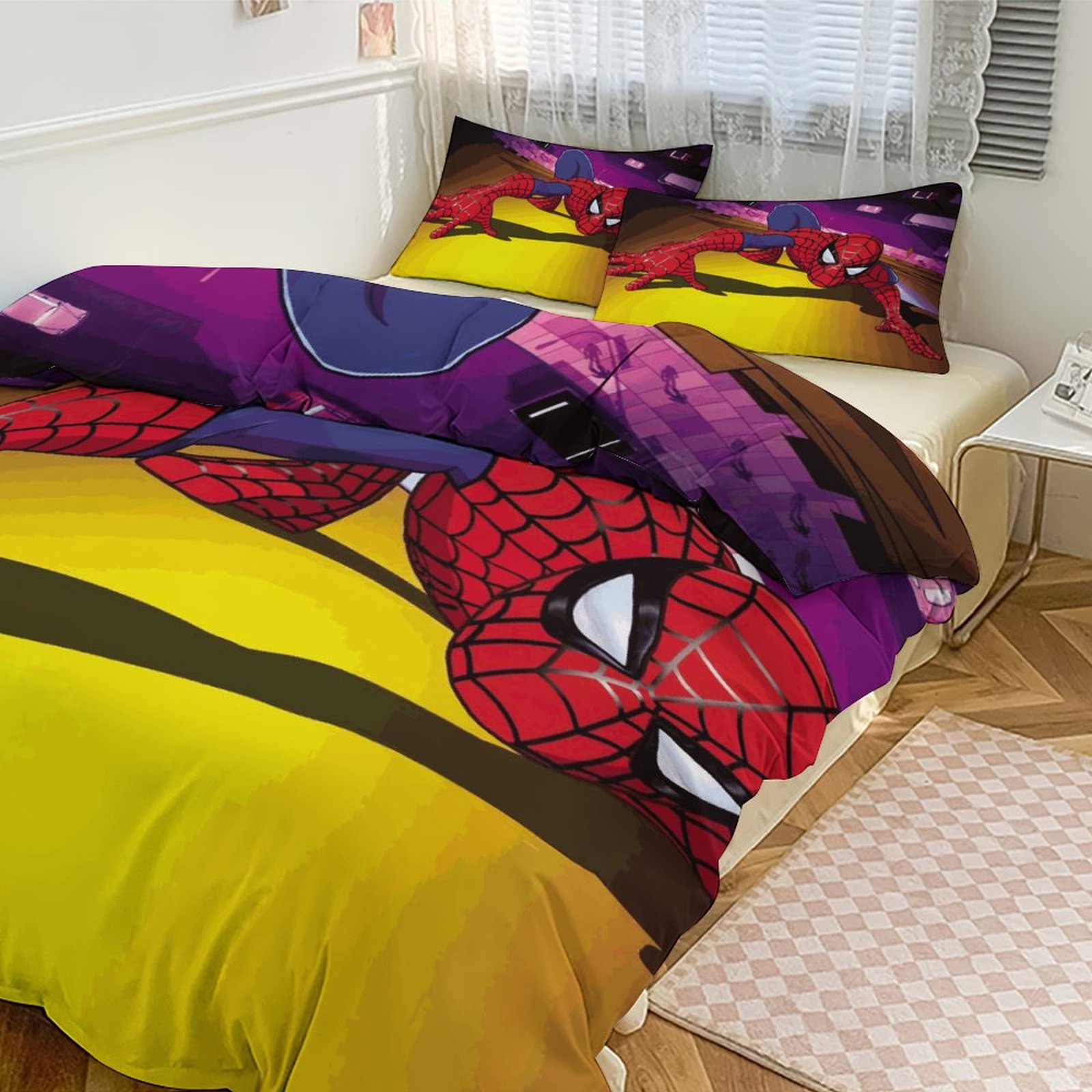 Spiderman Room Decor Bedding Set with Sheets And Pillow 3 Piece Bedding ...