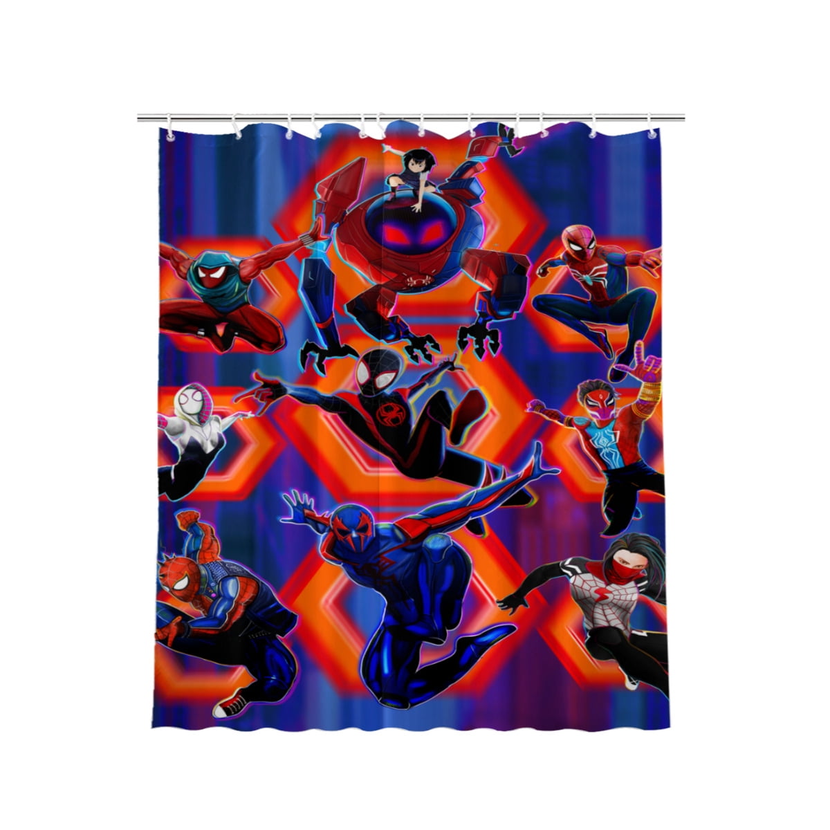 Spiderman Shower Curtain Cartoon Shower Curtain Set with 12 Hooks for ...