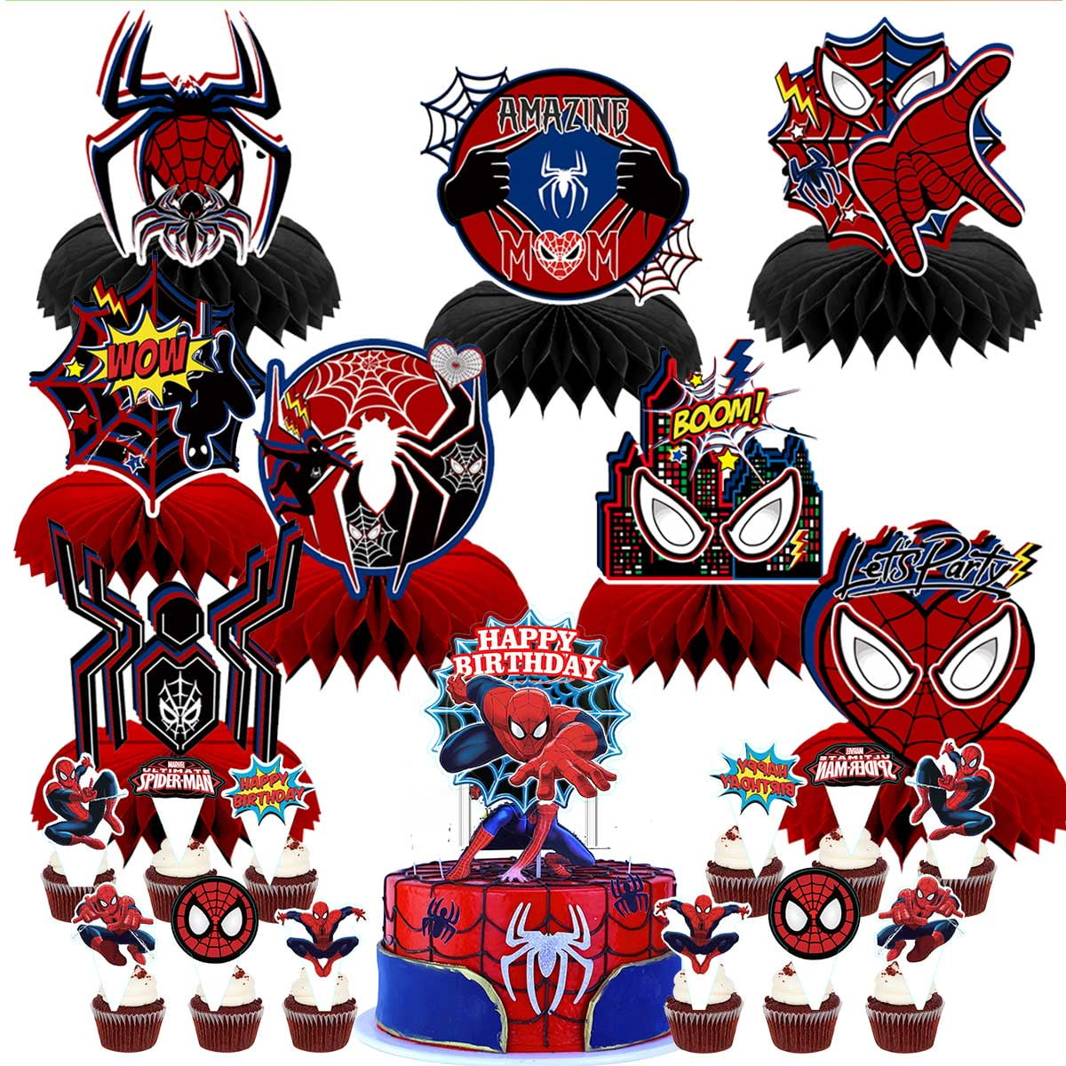 Spiderman Spider Man Party Supplies Honeycomb Centerpieces Table ...