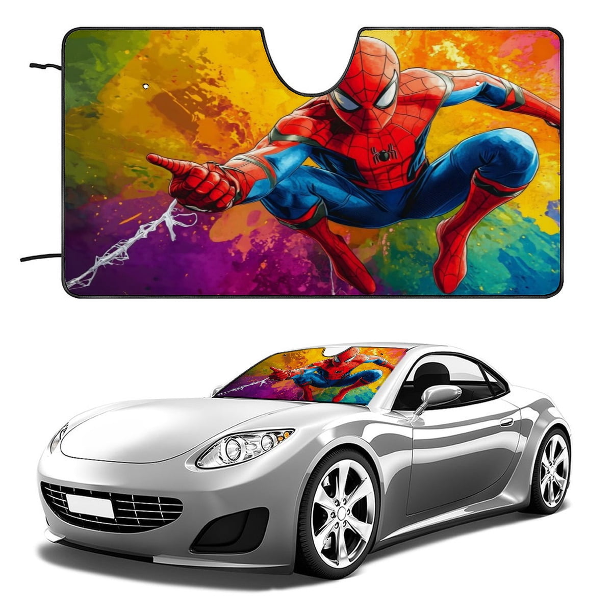 Spiderman Spider Man-theme Windshield Sun Shade Front Protector Folding ...