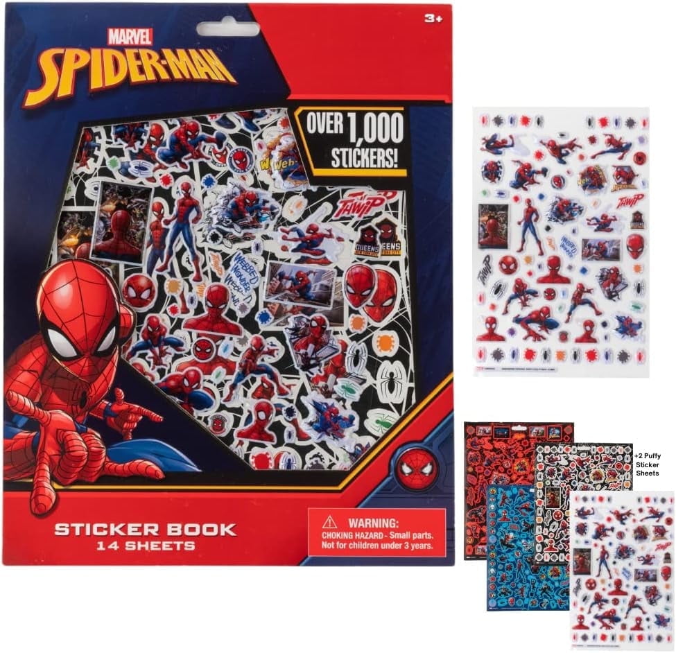 Marvel Spiderman Sticker Book with 14 Sheets and 1200+ Stickers for ...