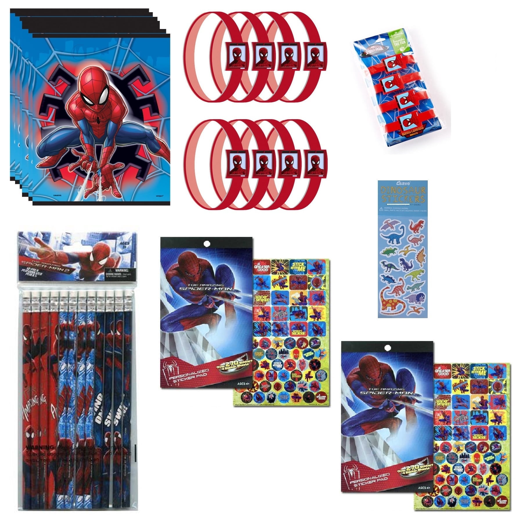 Spiderman Super Hero Birthday Party Supplies Bundle includes 8 Loot ...
