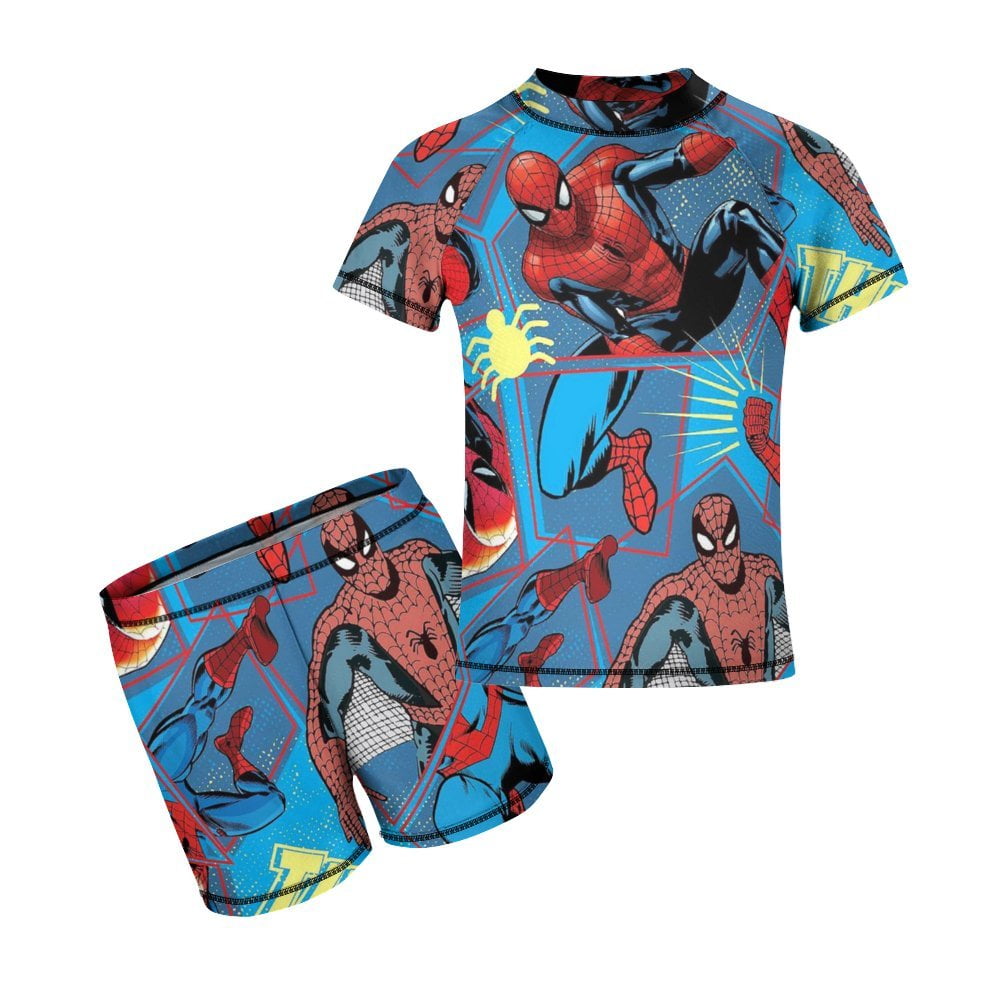 Spiderman Swimsuit Sets for Boys 6-7Y Swimsuit Spiderman Merch for Kids ...