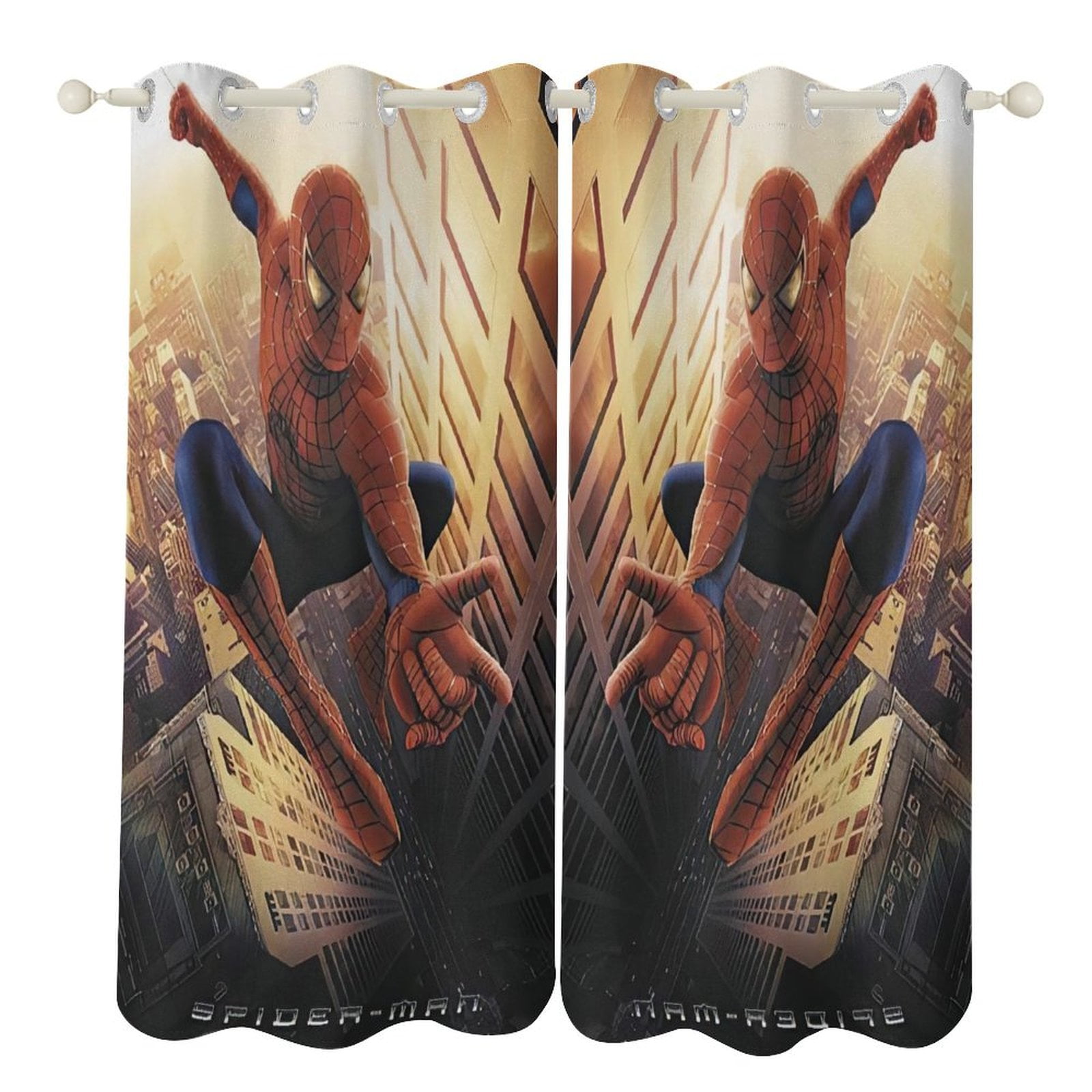 Spiderman Swinging in New York City Curtains 72 inch,2 Panels Set,100% ...