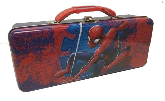 Spiderman Tote Tin Box with Handle and Clasp, Reusable, Tin Plate Steel ...