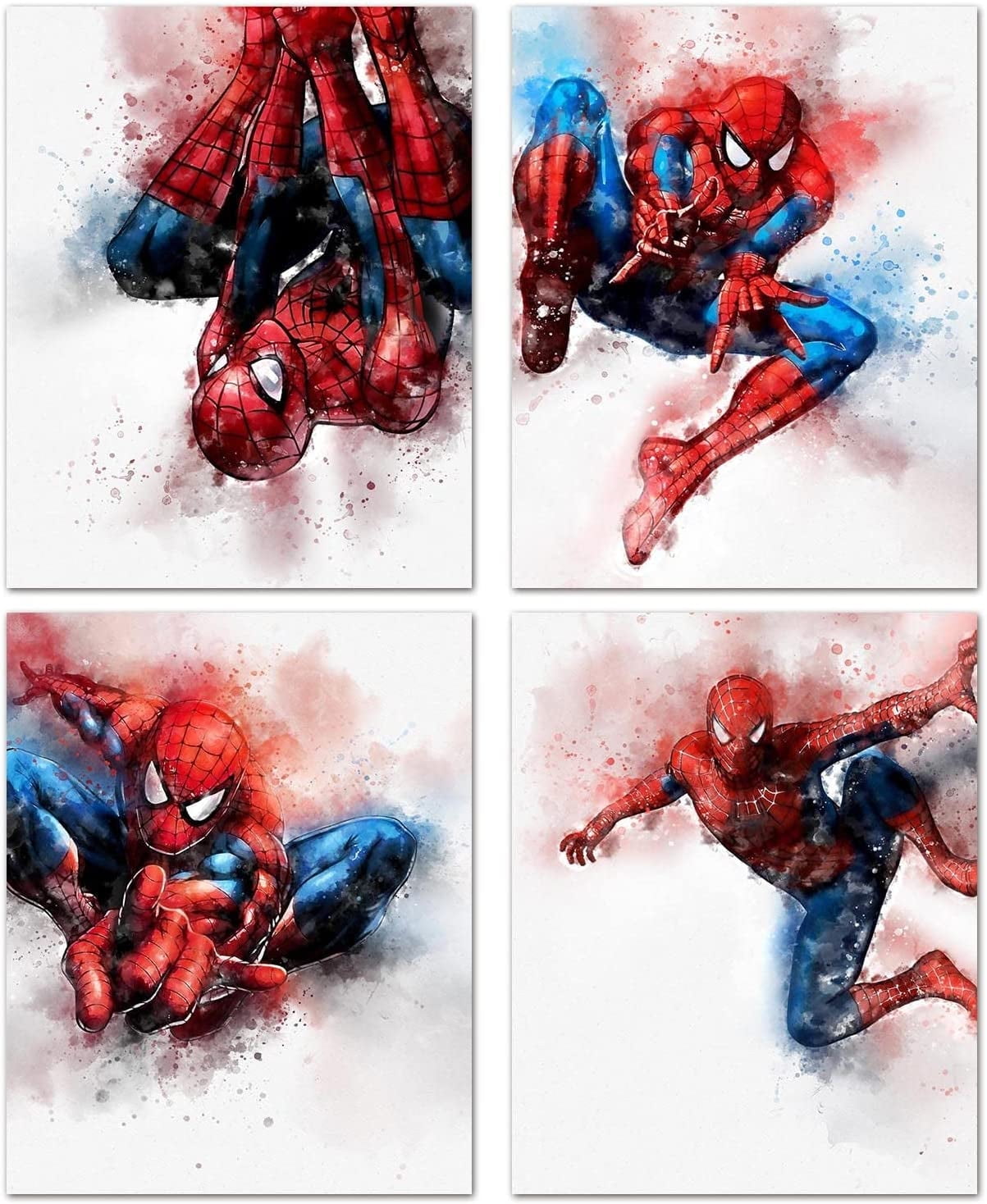 Spiderman Wall Decor Canvas Set of 4, Kids Room Art, Birthday Gift ...